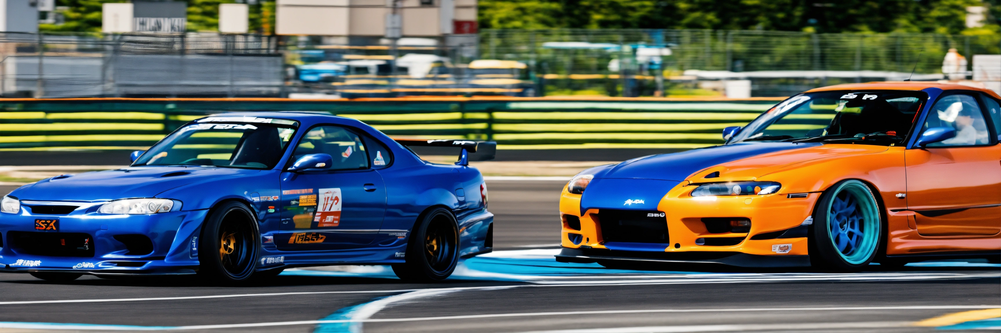 Lexica - A colorful orange Nissan Silvia S15 with a wide-body kit ...