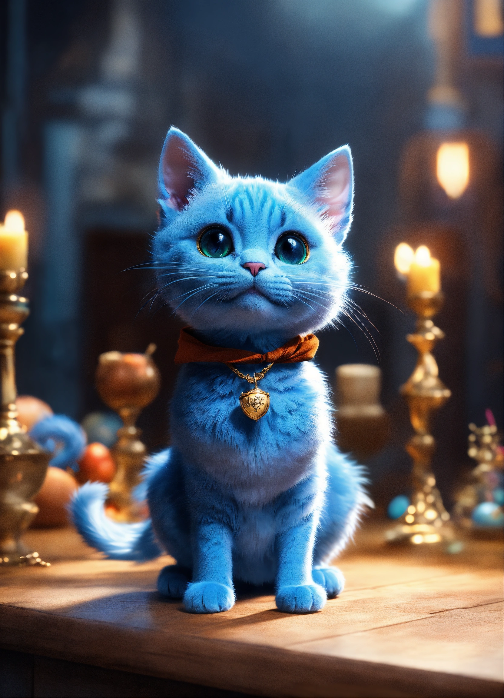 Lexica - 4D full body photo of a cute little blue cat who won the ...