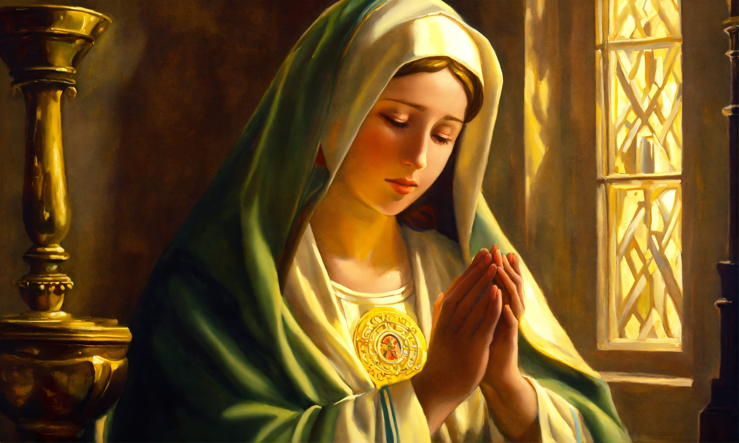 Lexica - Oil painting of the virgin mary praying