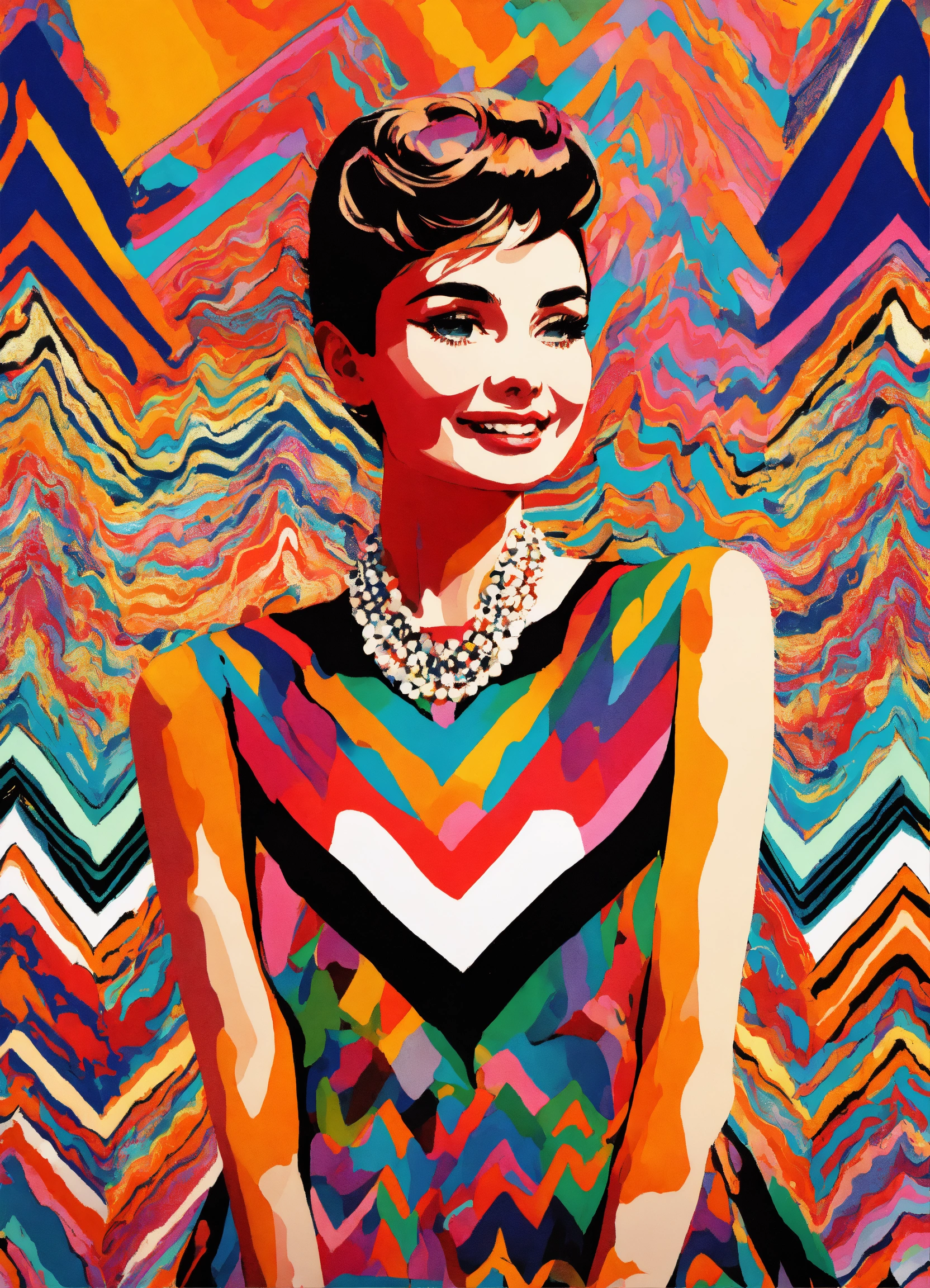Lexica - Audrey Hepburn, multi coloured, black and white chevron, coogi ...