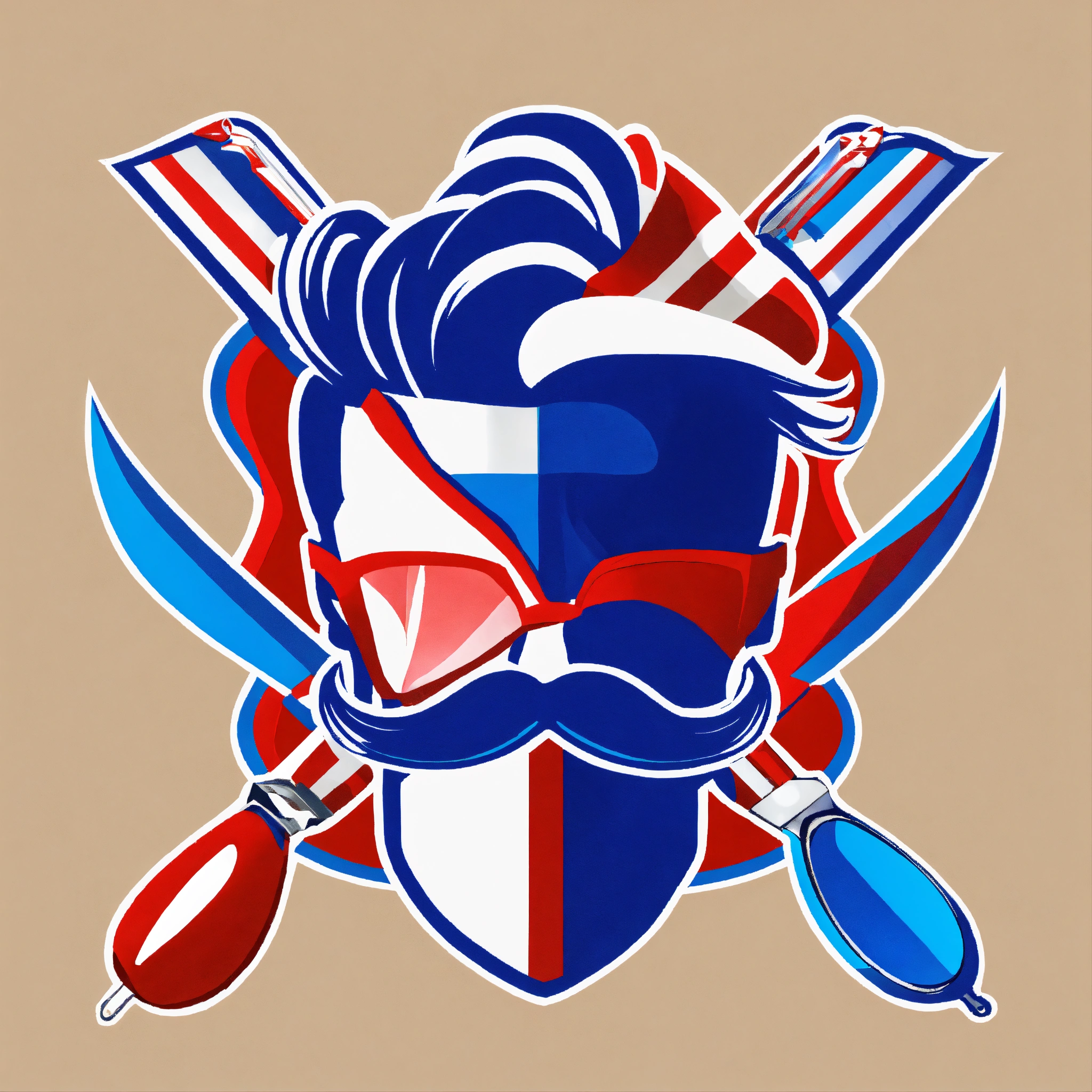 Lexica - The word "Krispin" as a logo, white red blue colors, barber ...
