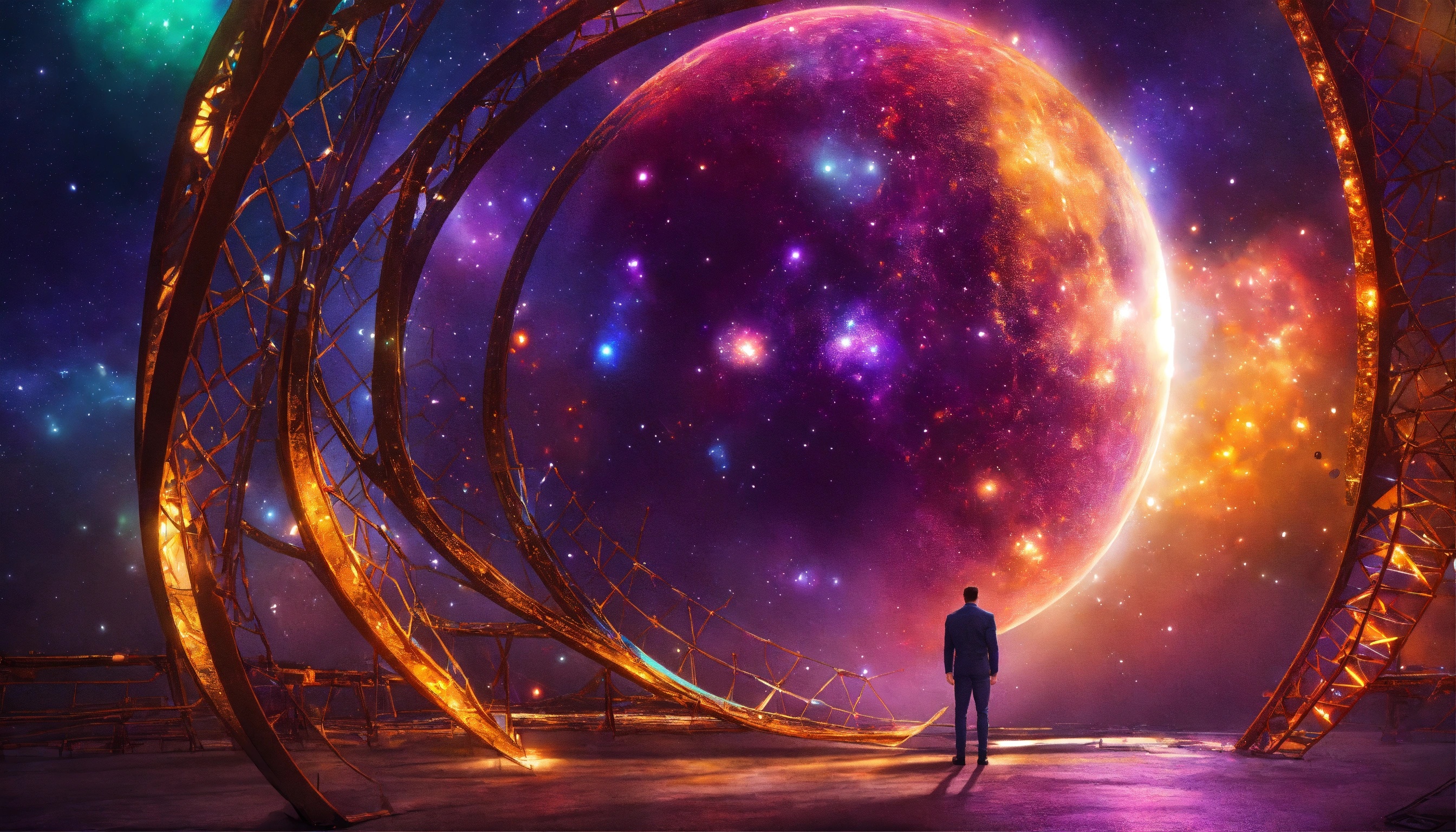 Lexica - Well built man looking up, dna strands floating in the ...