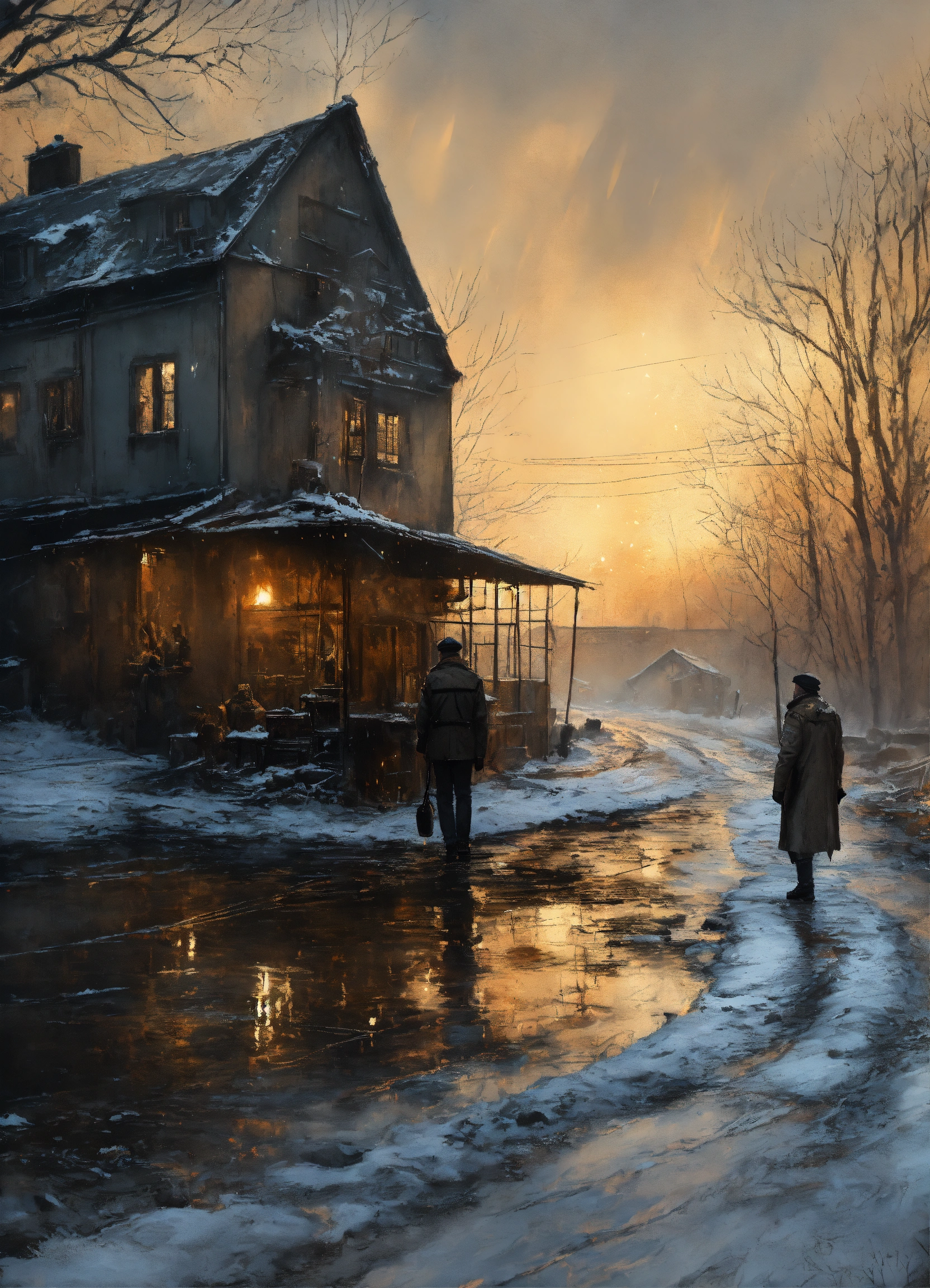 Lexica - The scene in Tarkovsky movie Stalker, winter, Ink, trending on ...