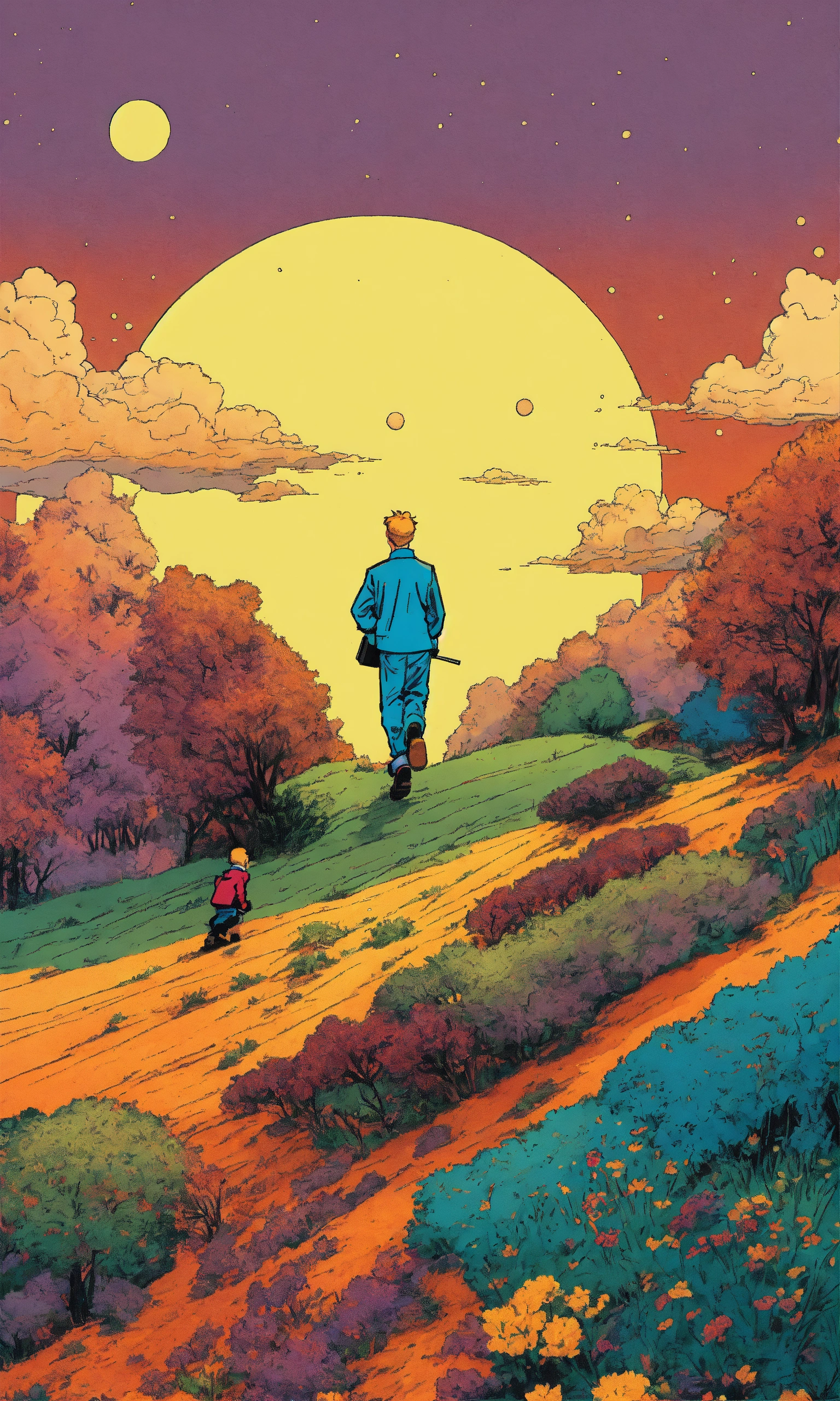 Lexica - Detailed, vibrant illustration of a person hovering over a ...