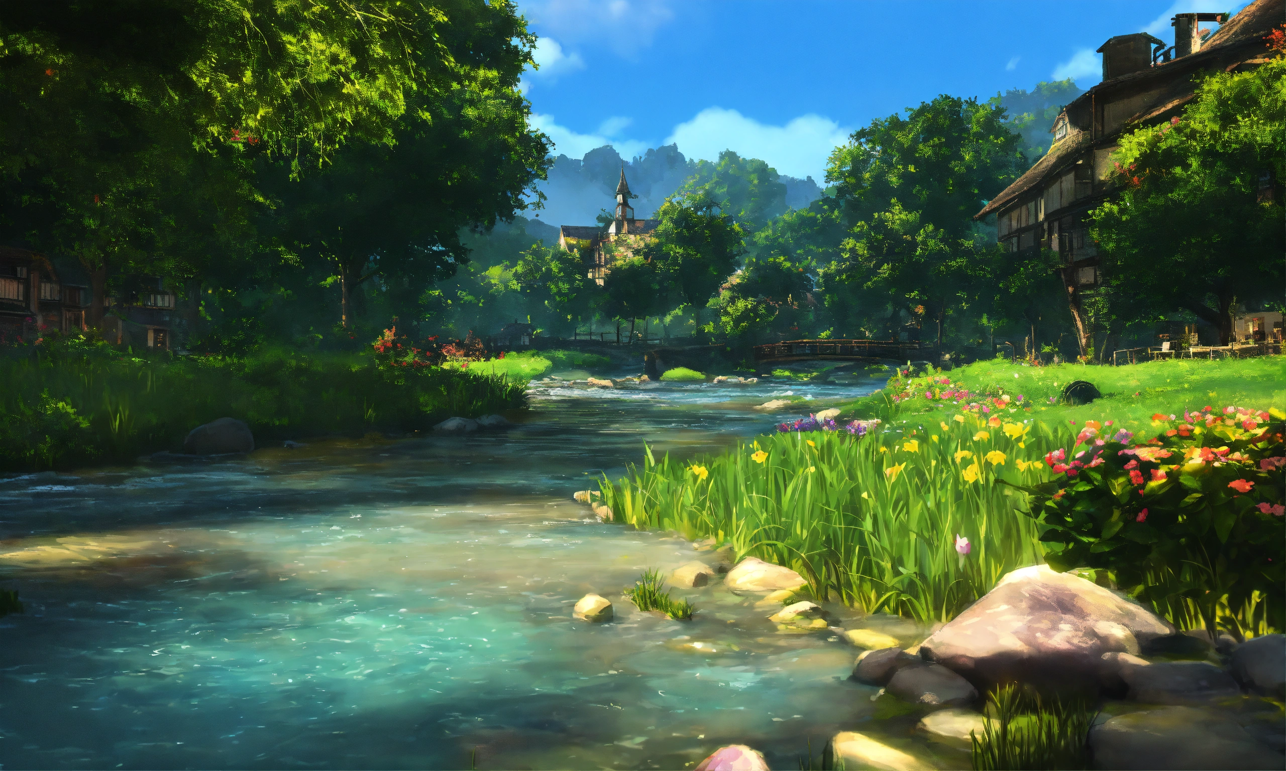 Lexica - The river, showcasing the idyllic setting animated