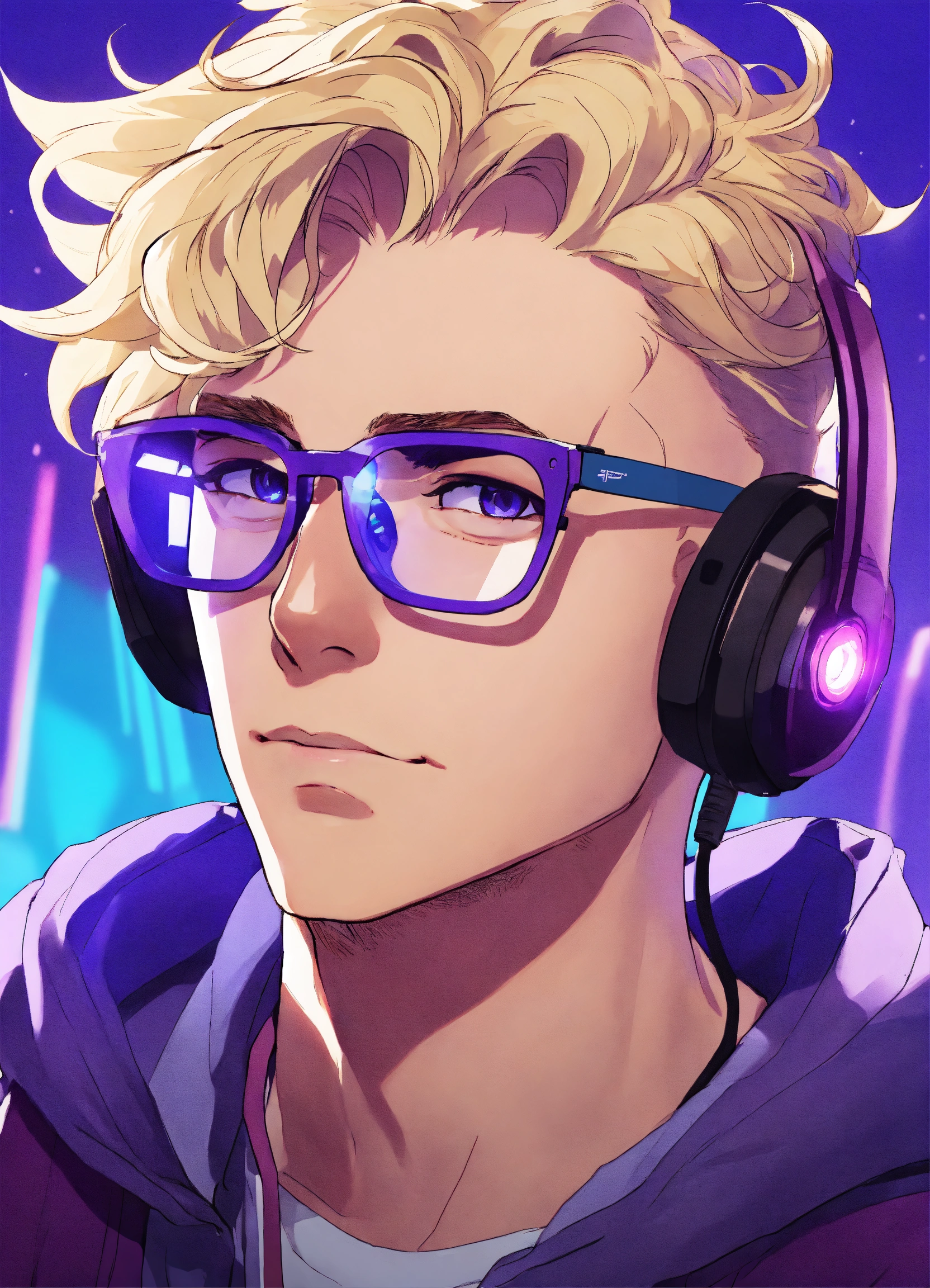 Lexica - A male gaming streamer, blonde hair, clean shaved, short wavy ...