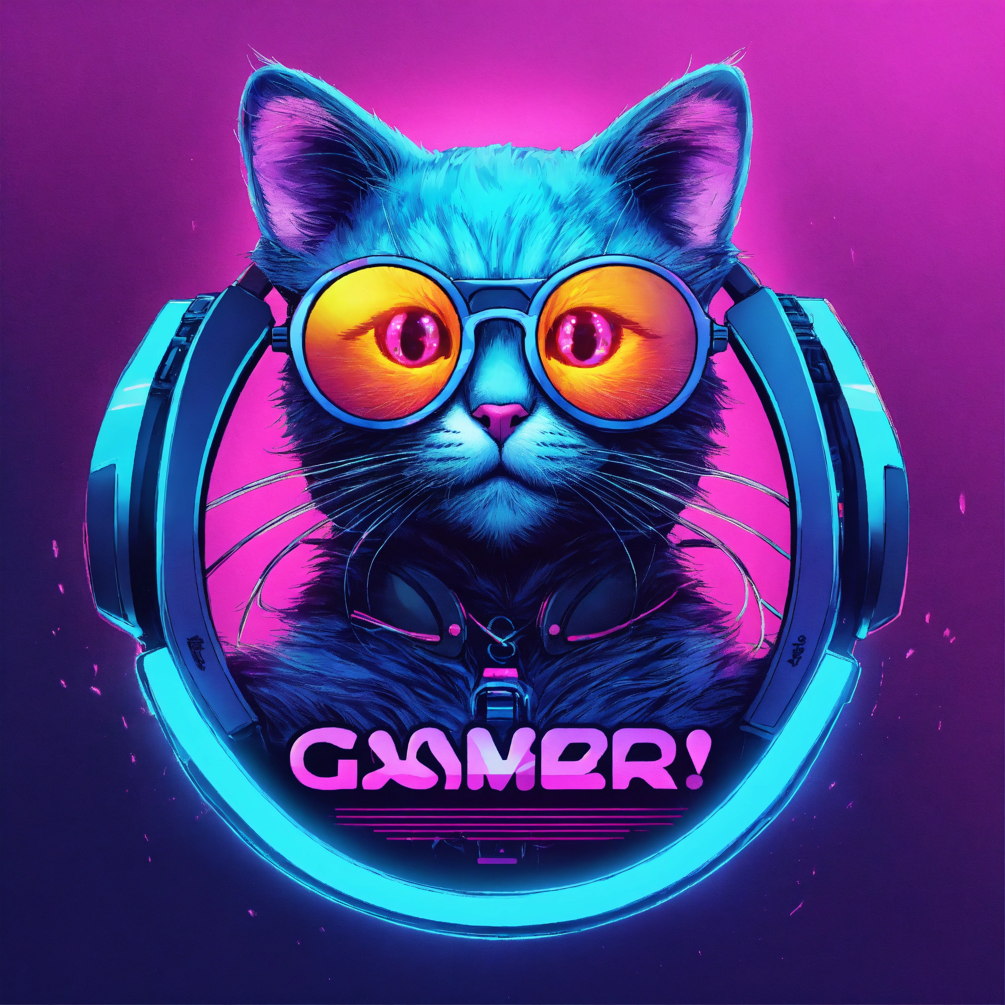 Lexica - "Cyber Kitty with round small glasses", "Gamer", logo ...