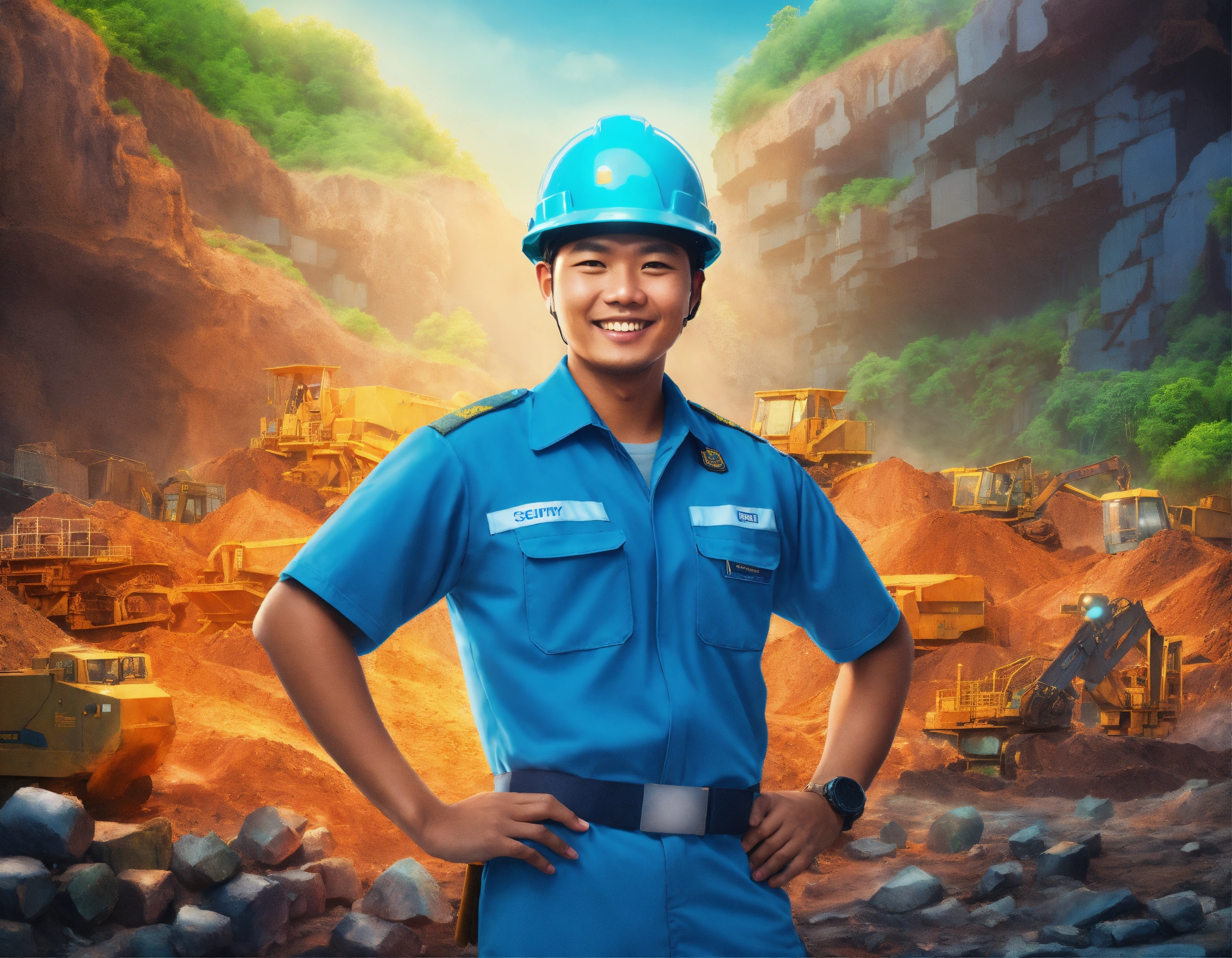 Lexica - Young technical officer wearing light blue engineering uniform ...