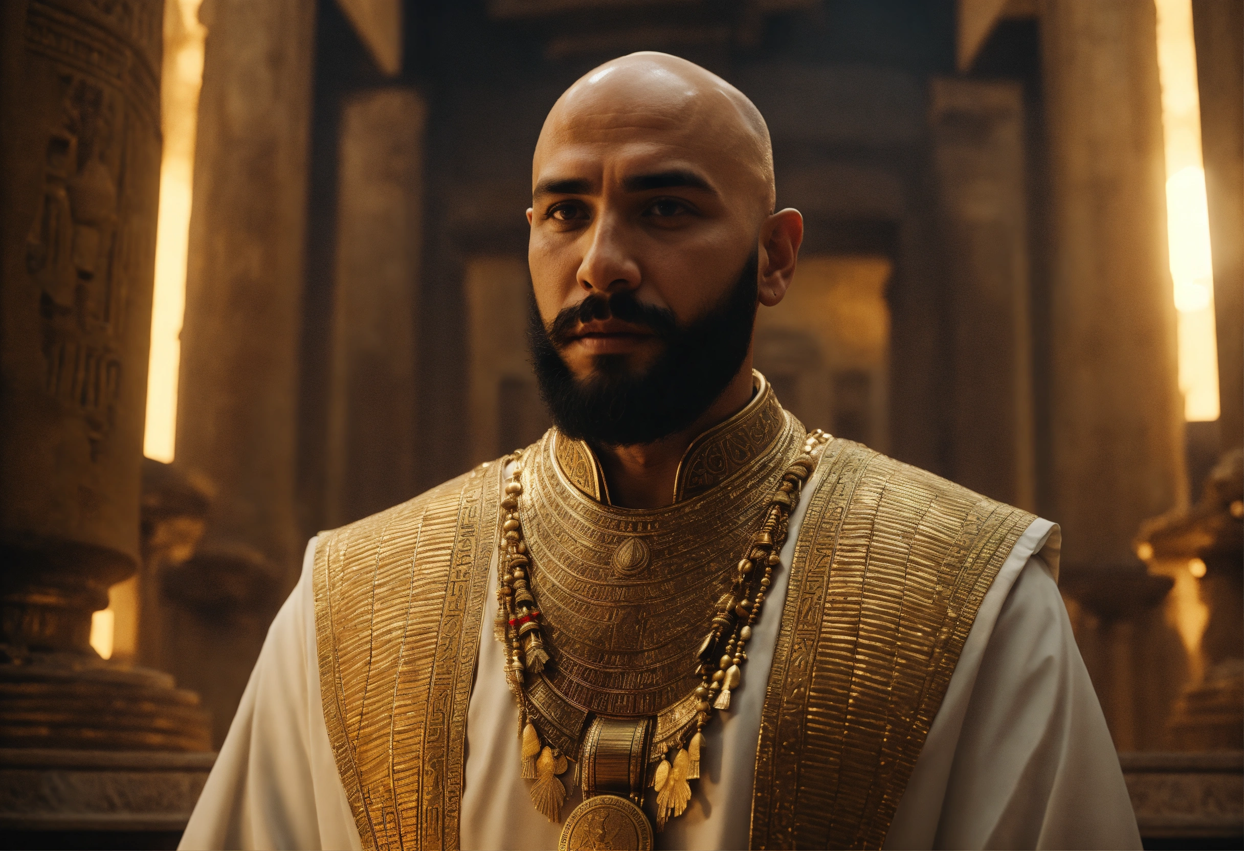 Lexica - Egyptian bald, beardless priests are in the temple cinematic, 4k