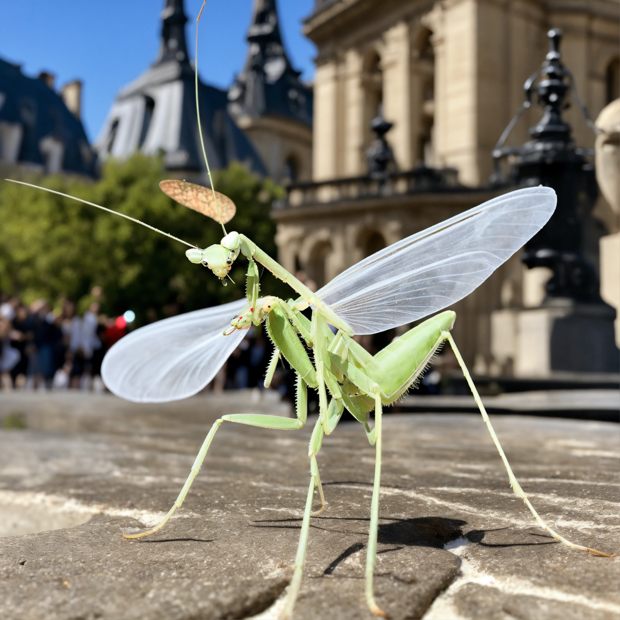 Lexica - A praying mantis wearing a haute couture white dress at paris ...
