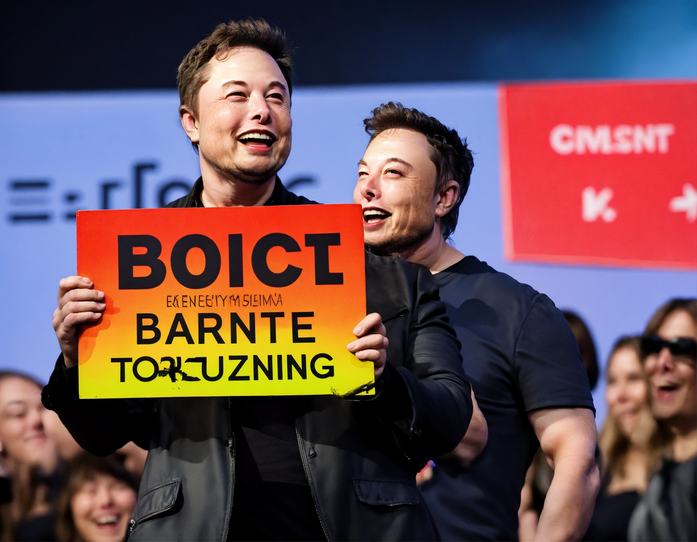 Lexica - Elon Musk Excitedly holding a sign