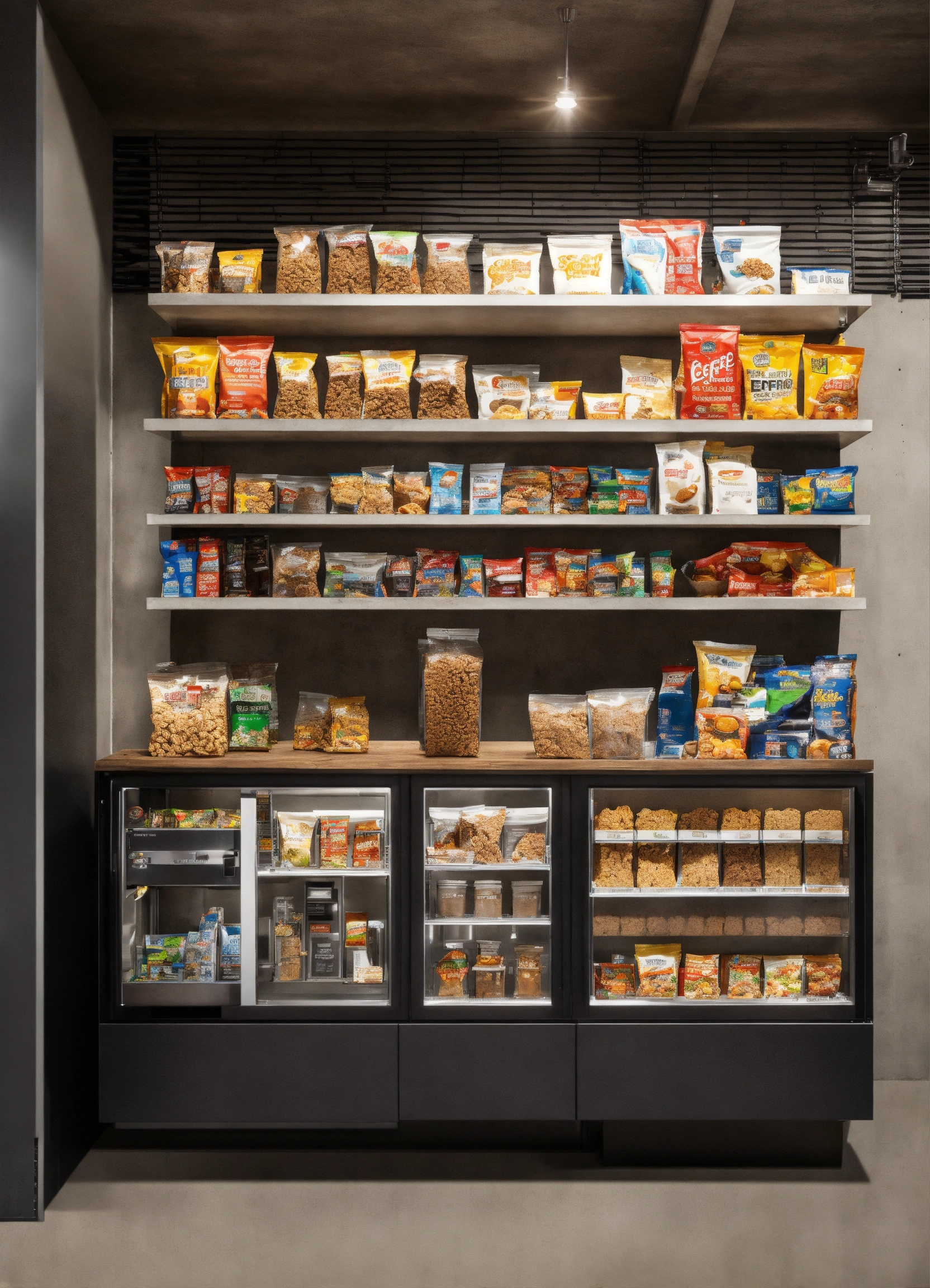 Lexica - A self serve breakroom cereal shelf with snacks on an easy to ...