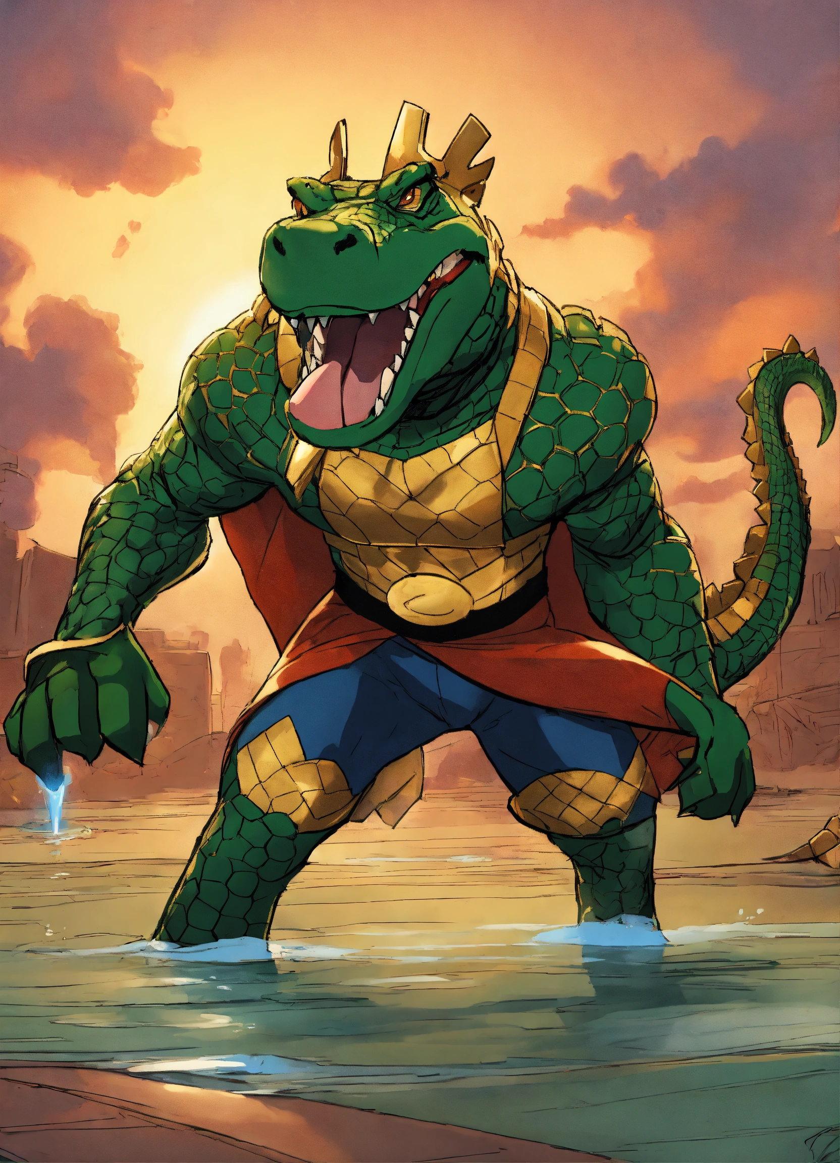 Lexica - Marvel alligator loki animated in action without words or logos
