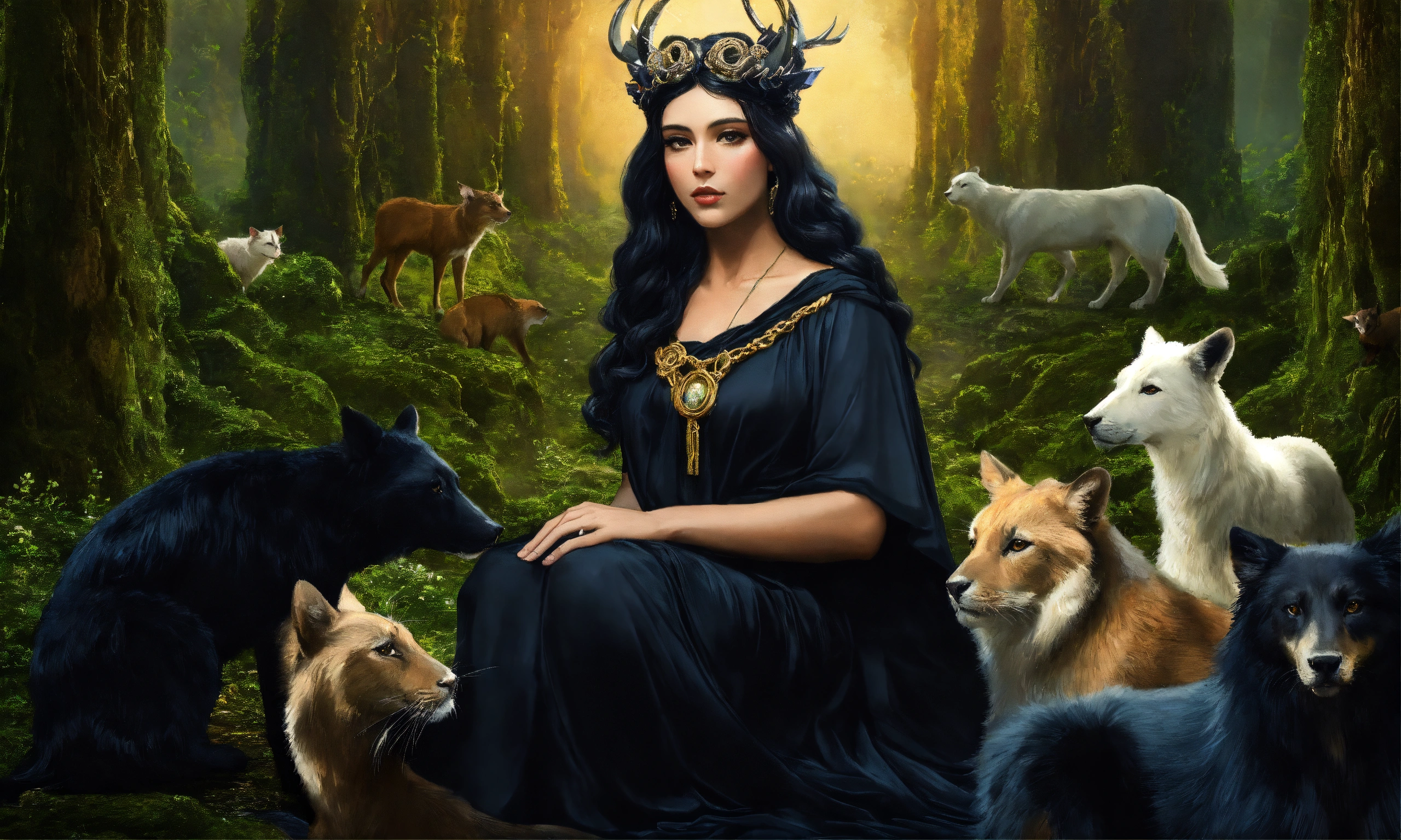 Lexica - Greek goddess Hecate, black hair, adorned in a flowing black ...