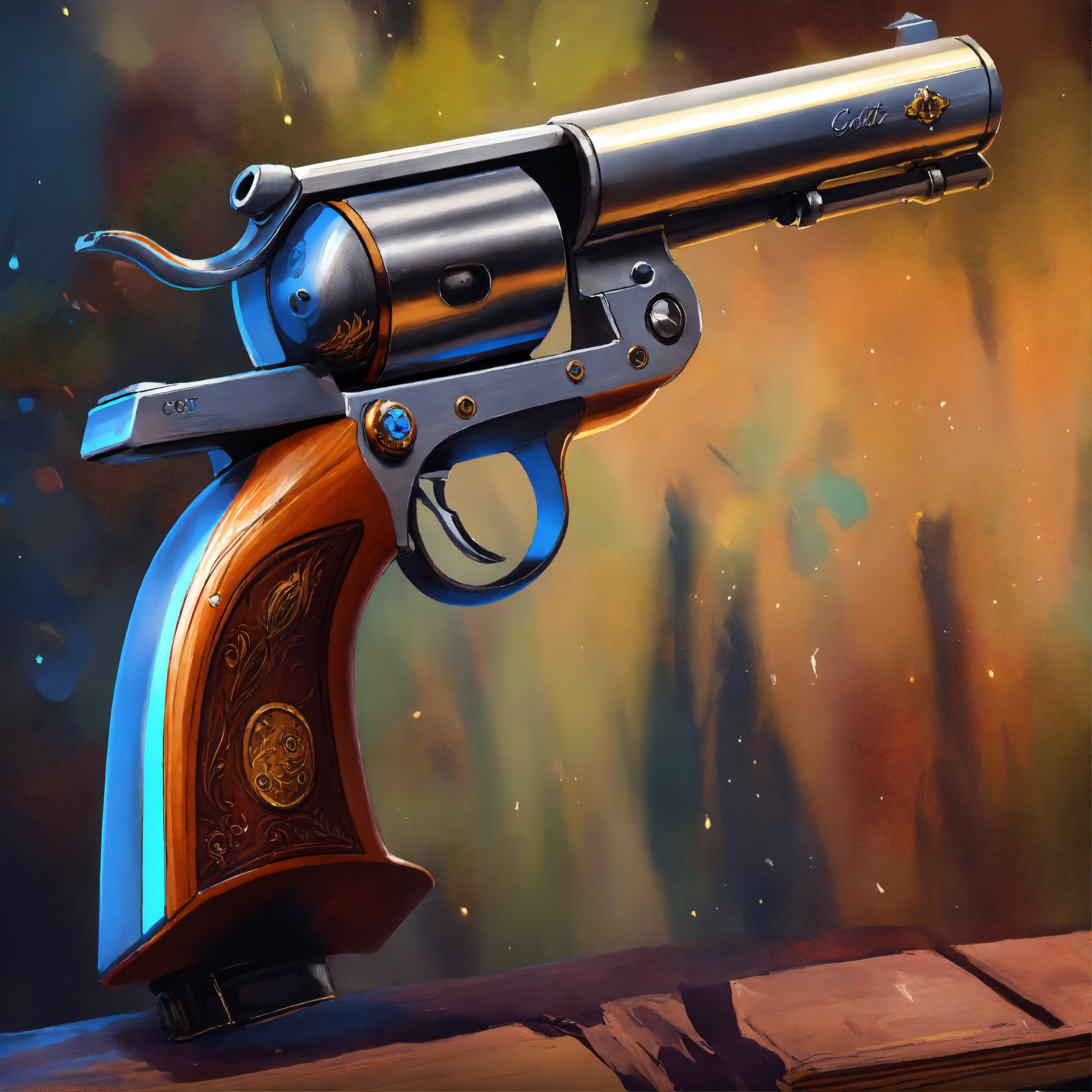 Lexica - Colt Model 1883, cartoon oil paint, 2D illustration style ...