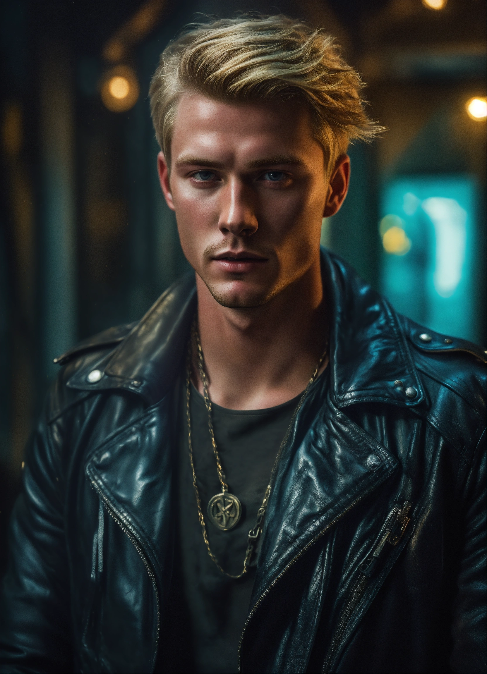 Lexica - Portrait of handsome blonde-haired brutal young Benjamin ...
