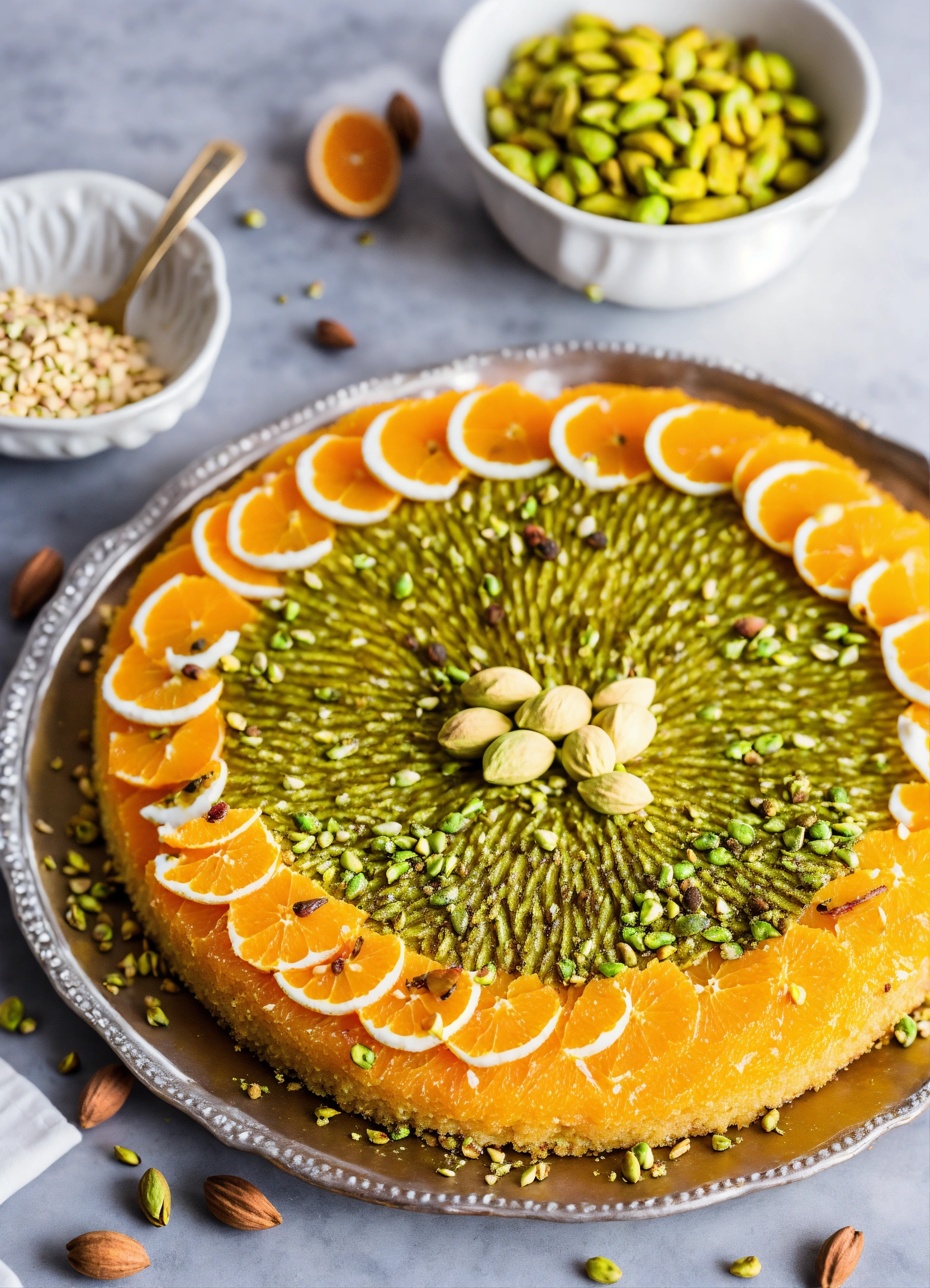 Lexica - Palestinian kunafa slice orange color with pistachios on top ...