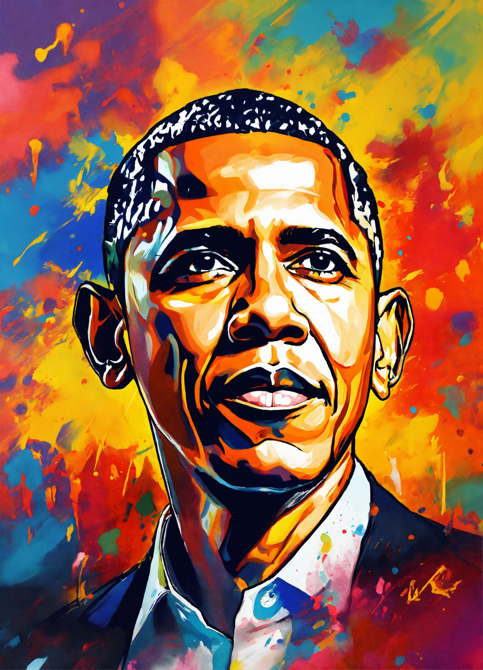 Lexica - A painting of 'Barack Obama' running in a field, trend in ...