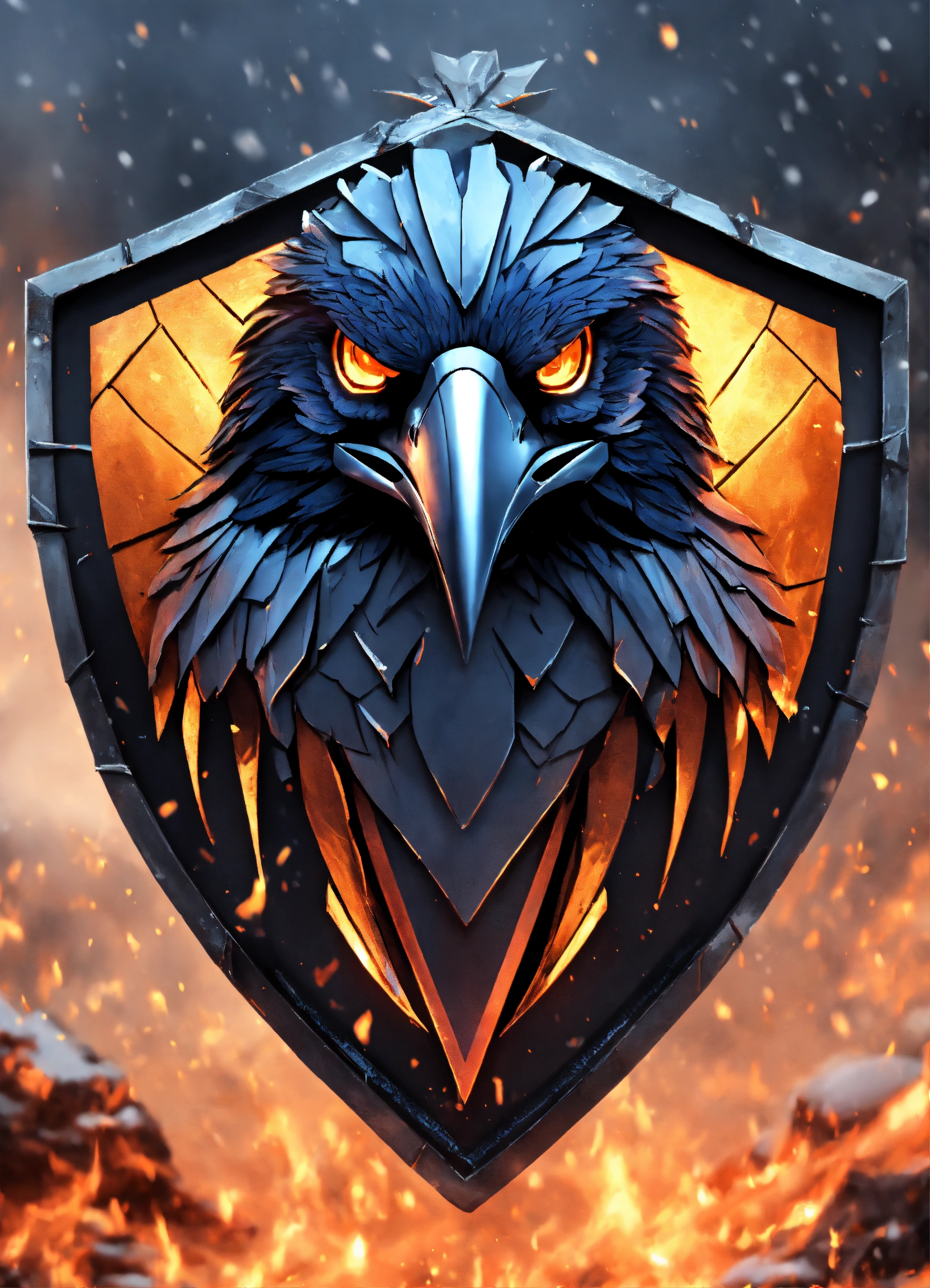 Lexica - Angry, savage raven logo, snow style, futuristic logo, shield ...