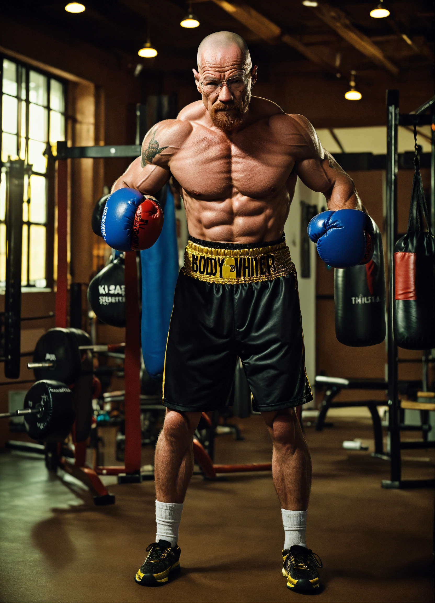 Lexica - Bodybuilder Walter White boxing in the gym