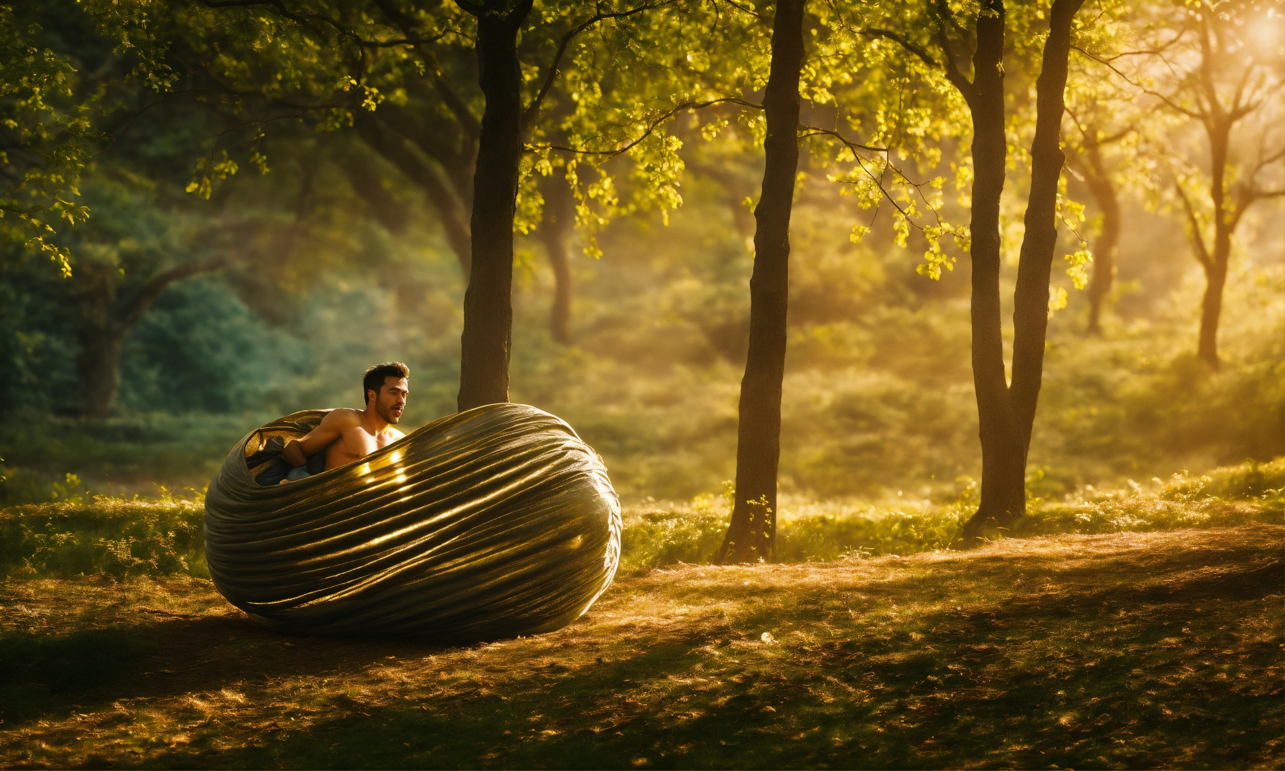 Lexica - Create an image of a man emerging from a cocoon, suggesting ...