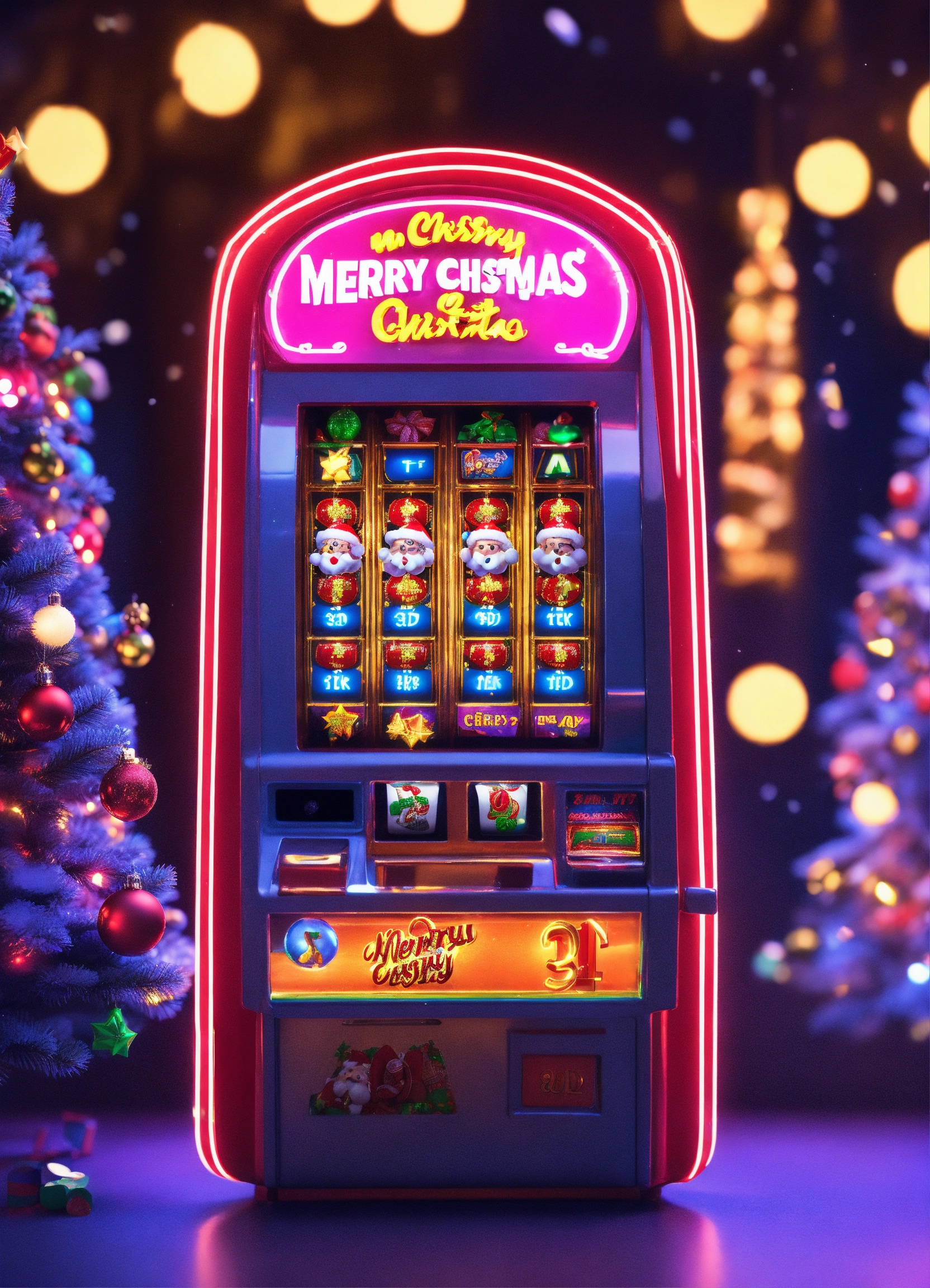 Lexica - 3D CUTIE Q VERSION CHARACTERS, christmas tree and santa claus ...