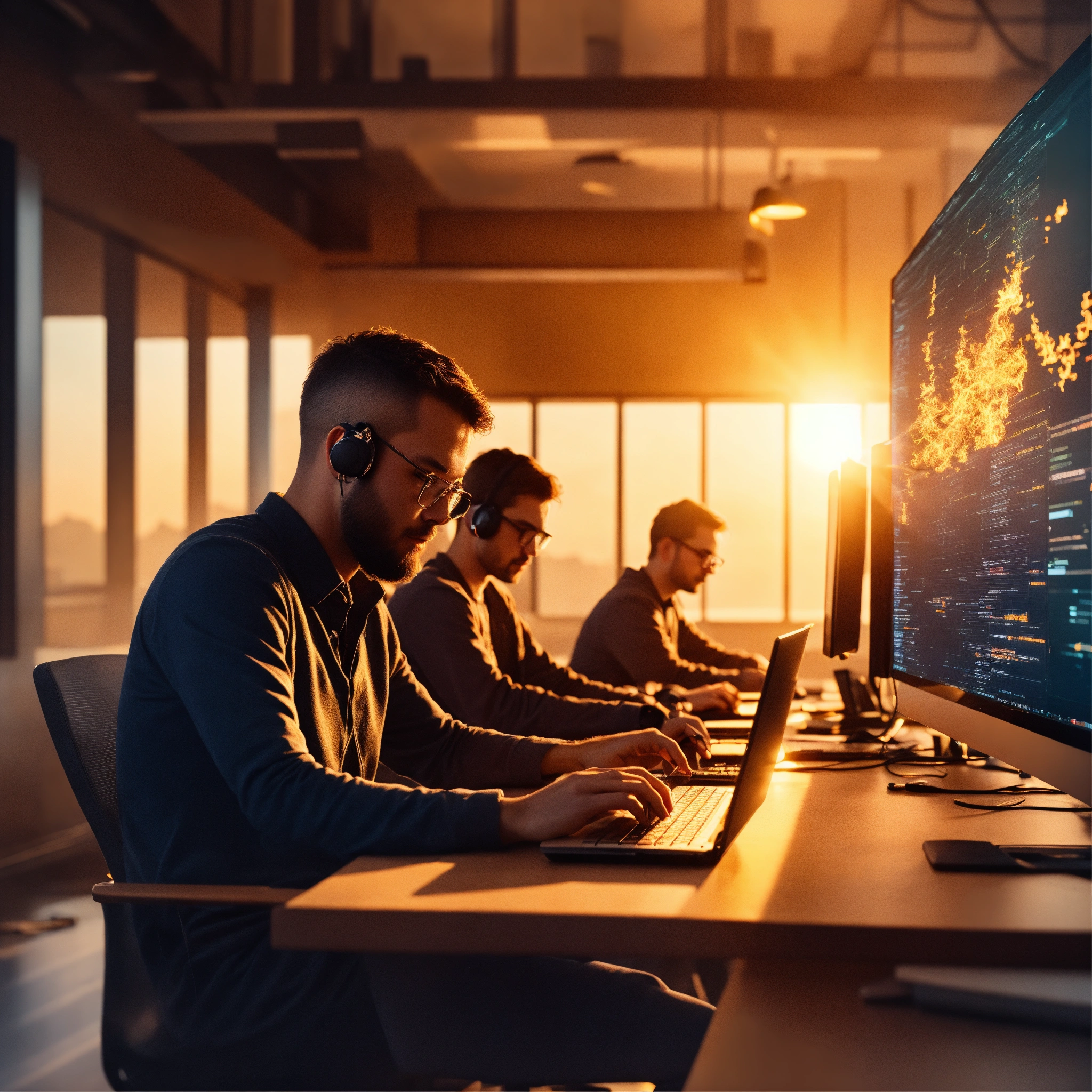 Lexica - Ultra realistic bright photo of developers working on a a very ...