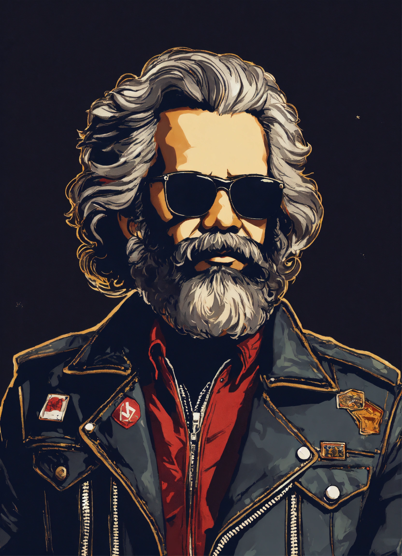 Lexica - Illustration of a cool Karl Marx in a rocker avatar, donning ...