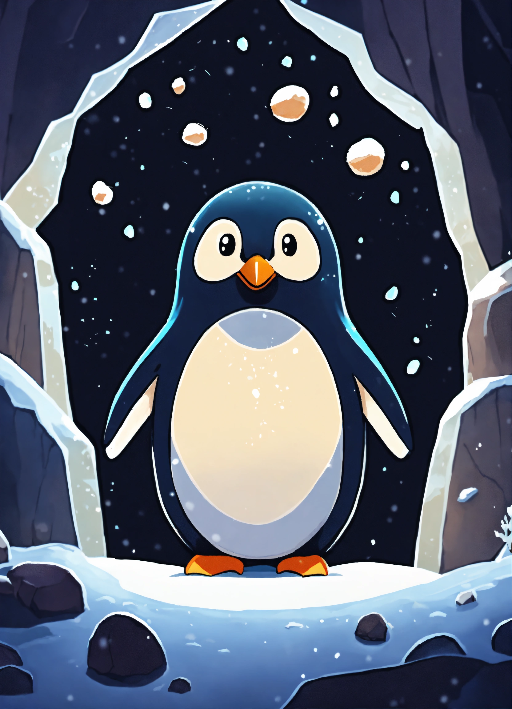 Lexica - A little and cute penguin finding a magic stone inside a ...
