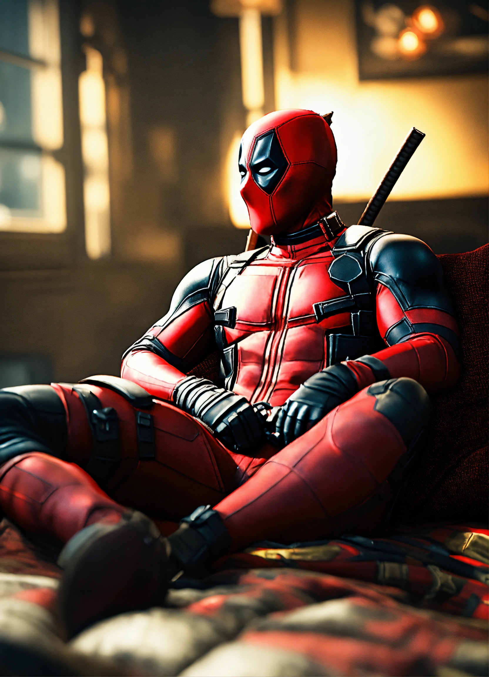Lexica - Deadpool sleeping, unreal engine render, 8k
