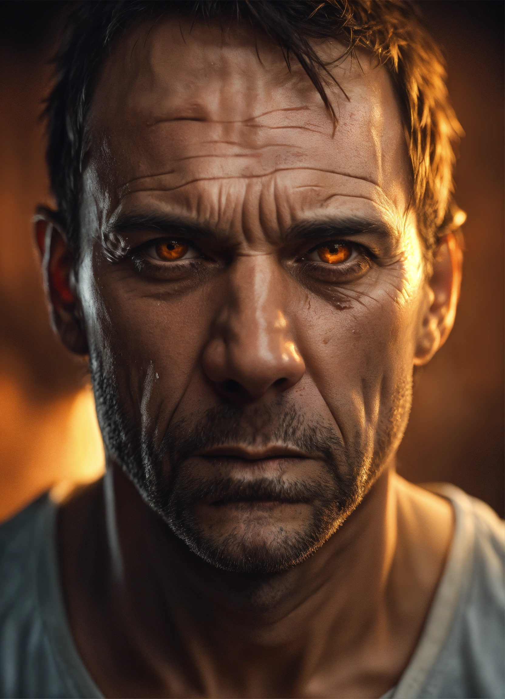 Lexica - A portrait of an ugly 45 years old man with brown eyes, few ...