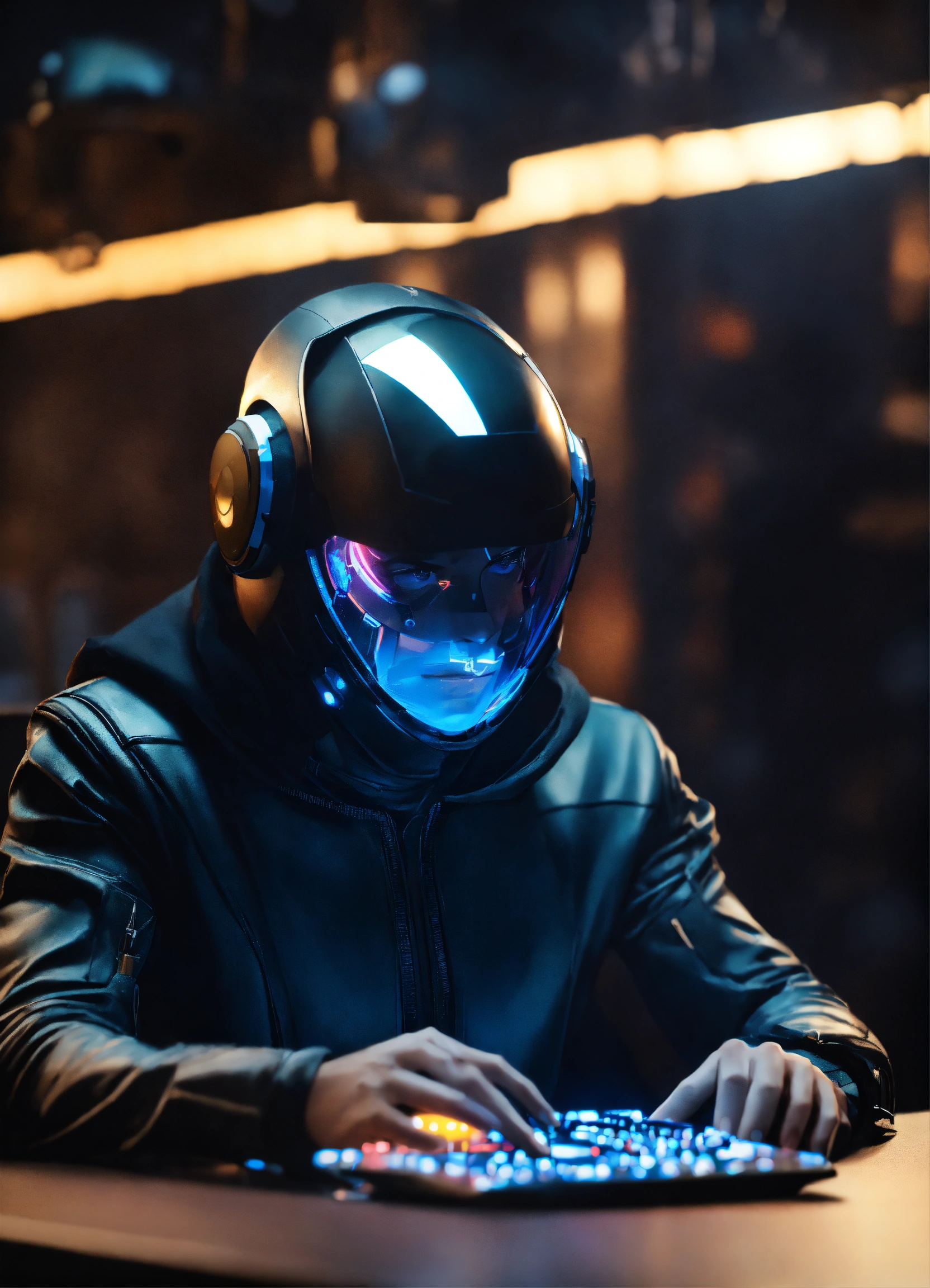 Lexica - Nerdy 25 year old male cyborg hacker wearing futuristic ...