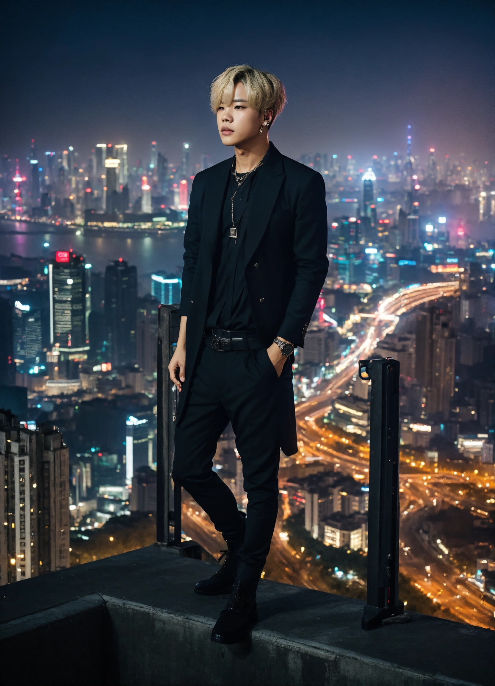 Lexica - BTS Jimin stand on the roof of a building in Shanghai ...