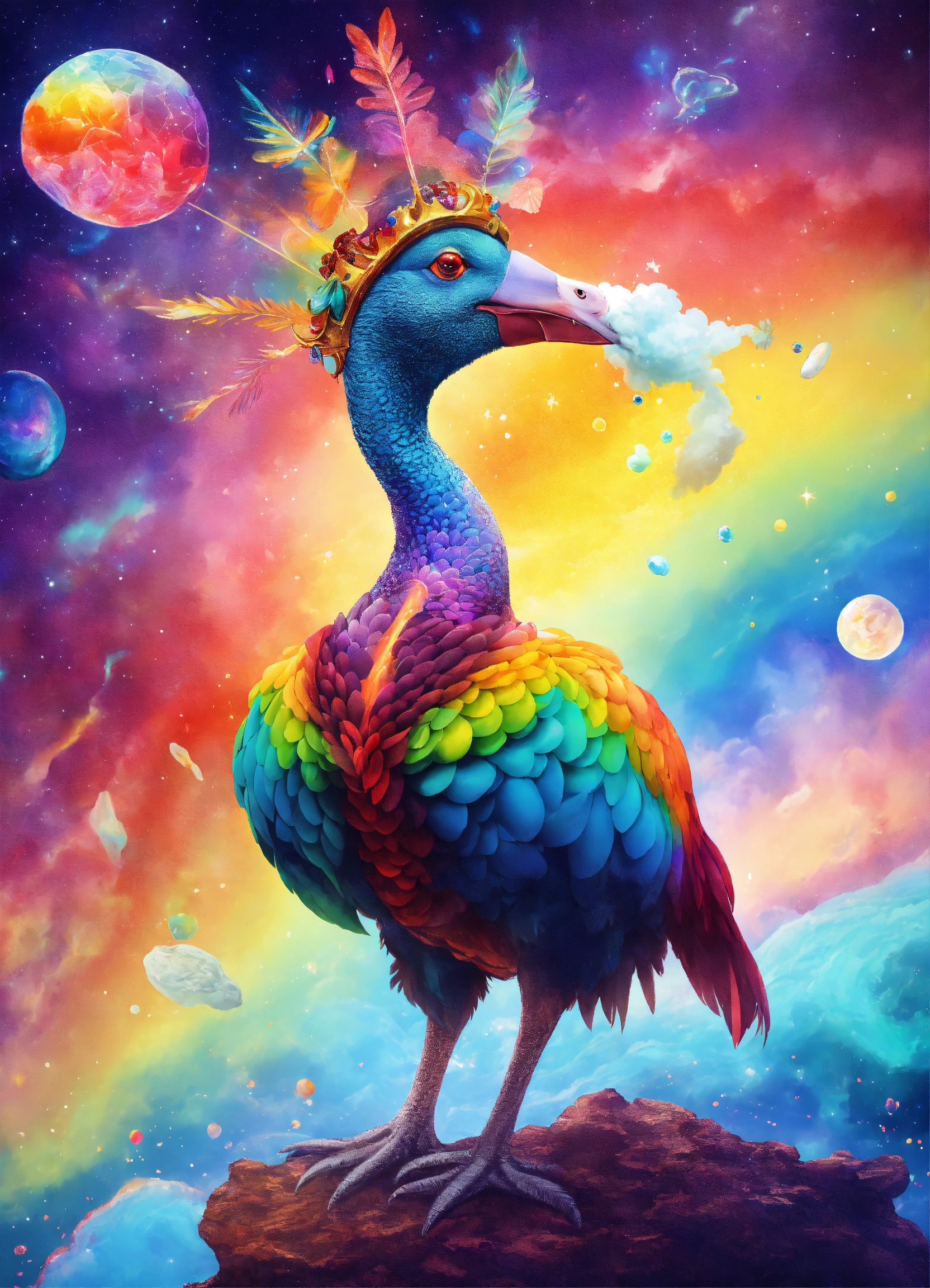 Lexica - Abstract dodo bird smoking dmt, with universe coming out of ...