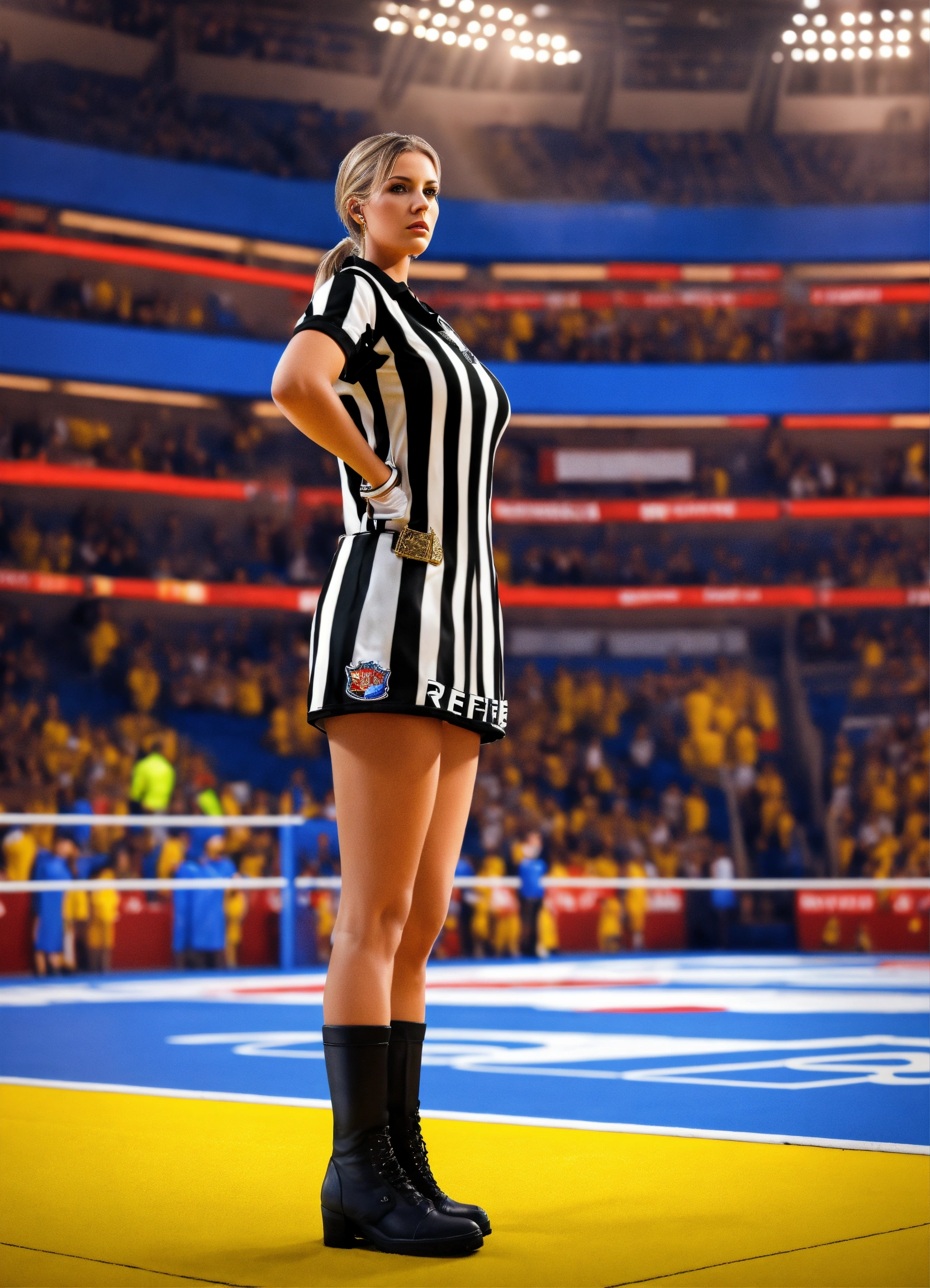 Lexica - The referee lady in the arena look at me 3D art