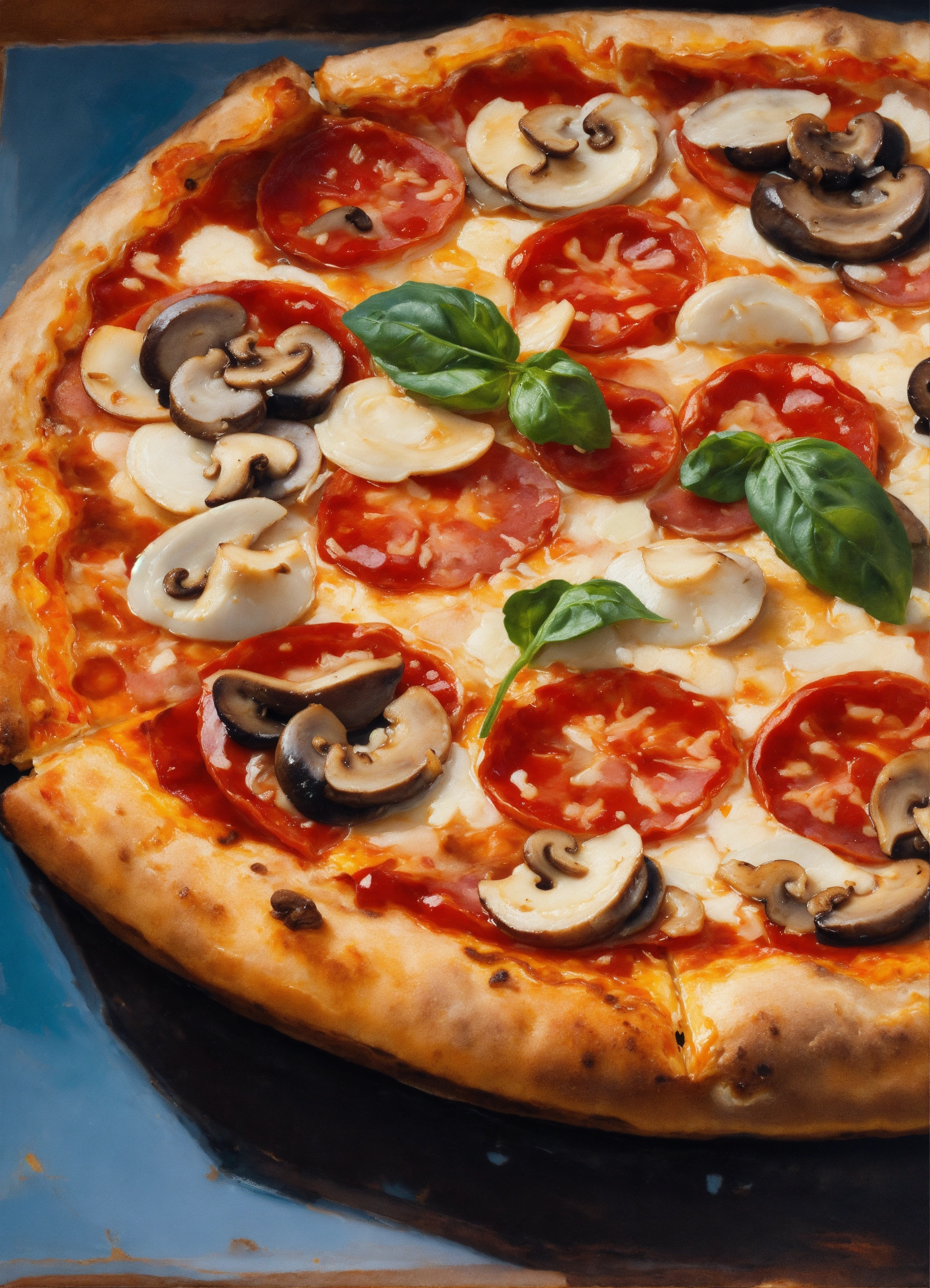 Lexica - Still life oil painting of slice of pizza with pepperoni and ...