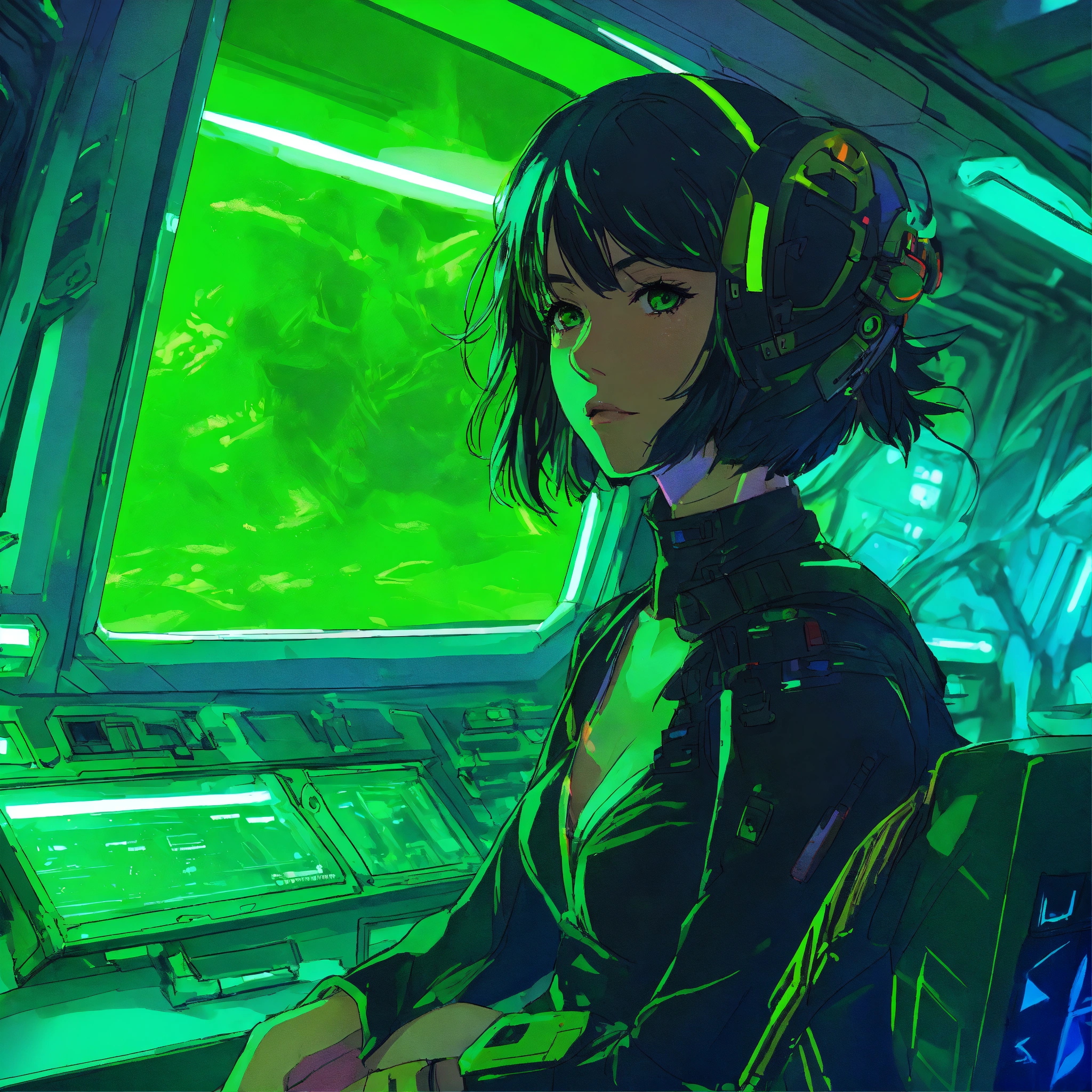 Lexica - Deep inside the green oxygen farm of a spaceship, anime female ...