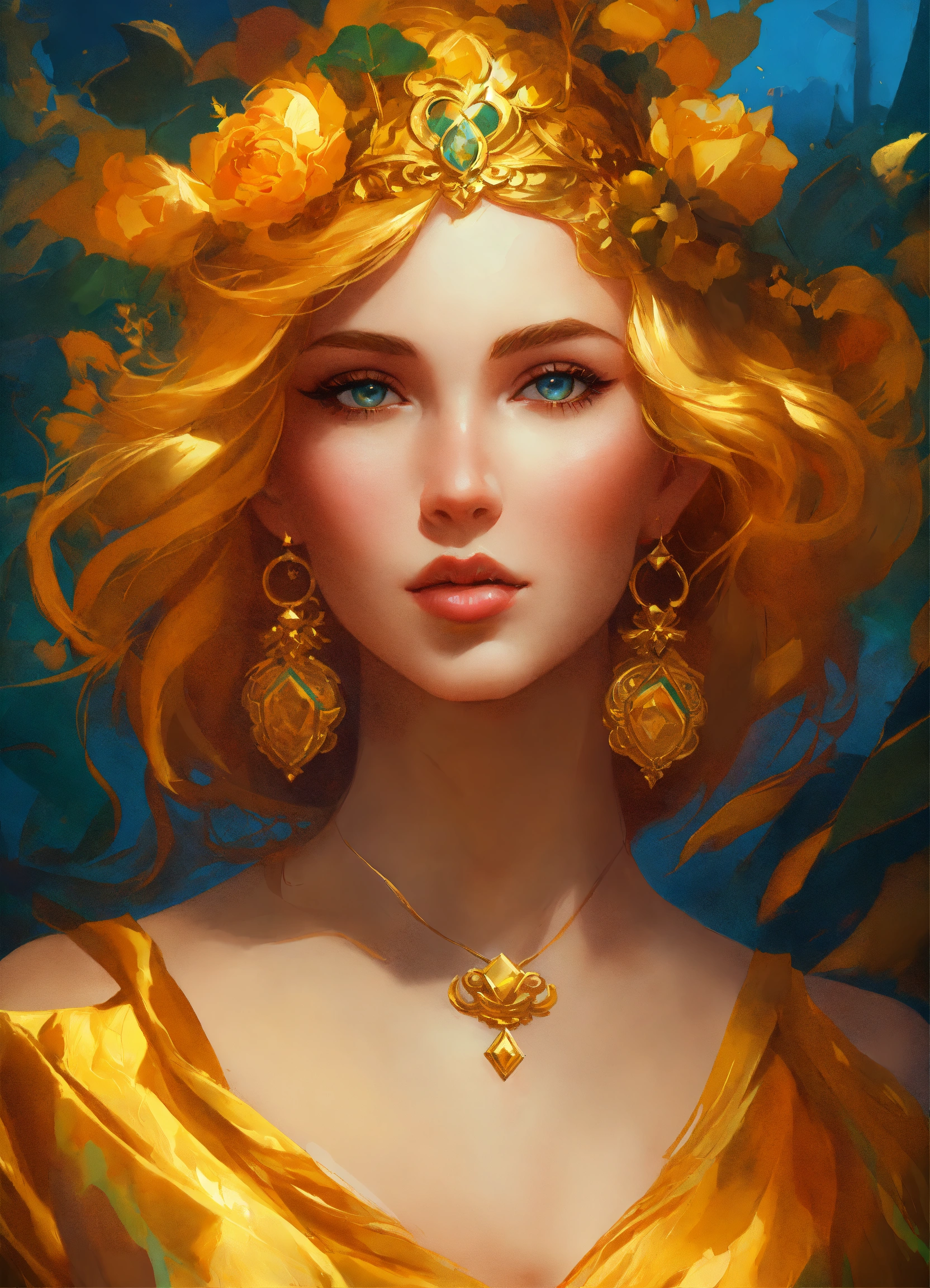 Lexica - Goddess Aphrodite, volumetric cartoon oil paint, golden hair ...