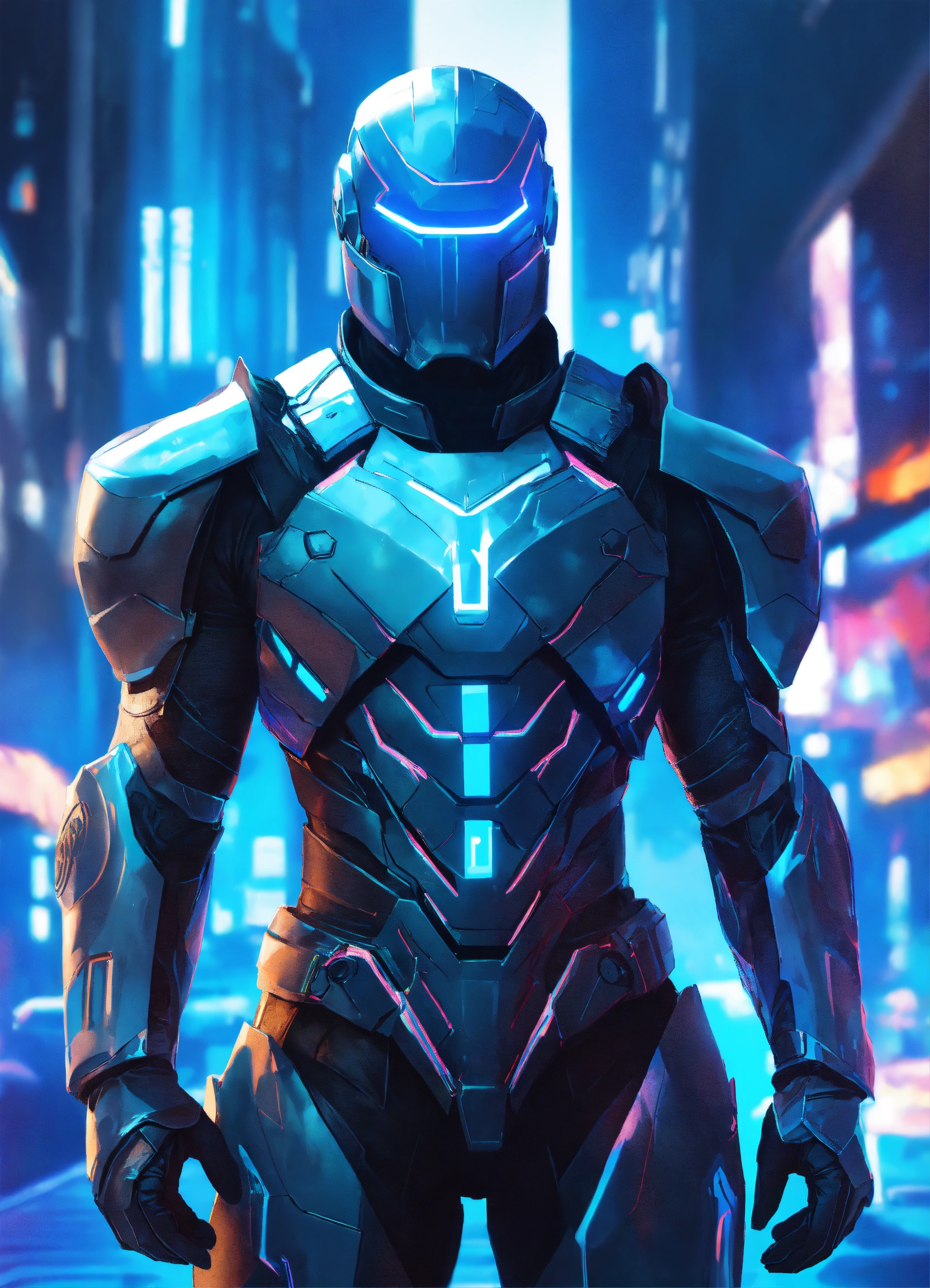 Lexica - Futuristic superhero, wearing a sleek and slim suit of armor ...