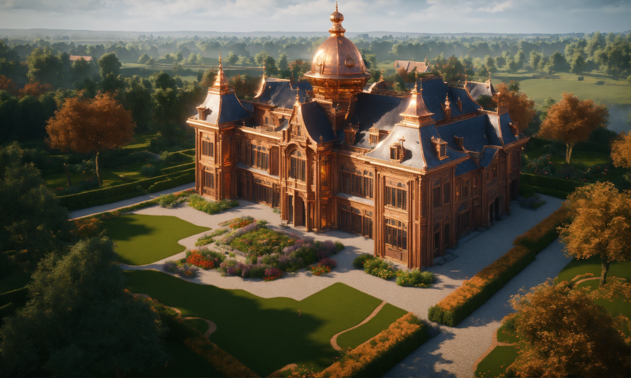 Lexica - Full image of a massive copper palace, dutch architecture, on ...