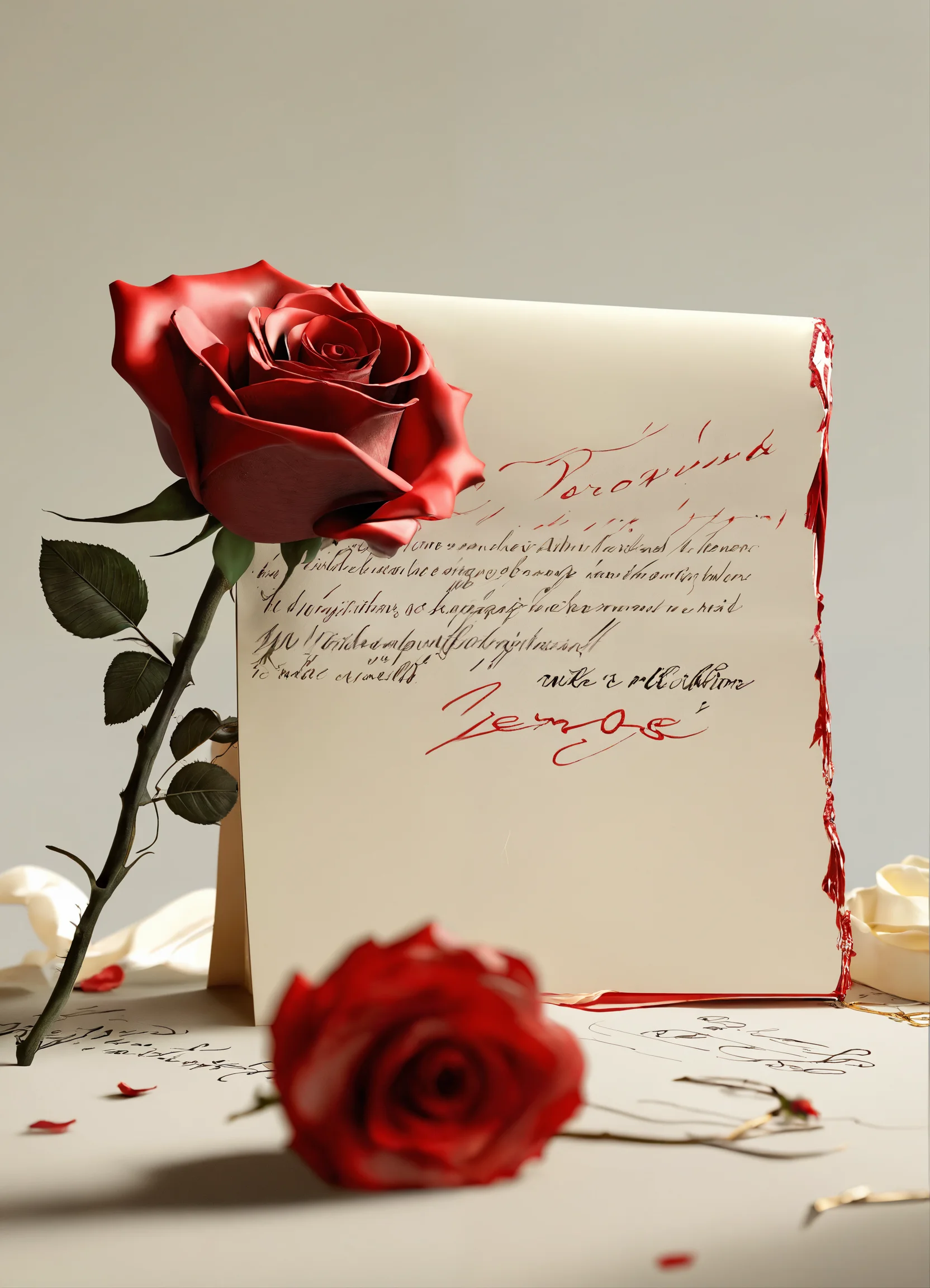 Lexica - A stunning 3D render of a luxurious red rose, artfully placed ...