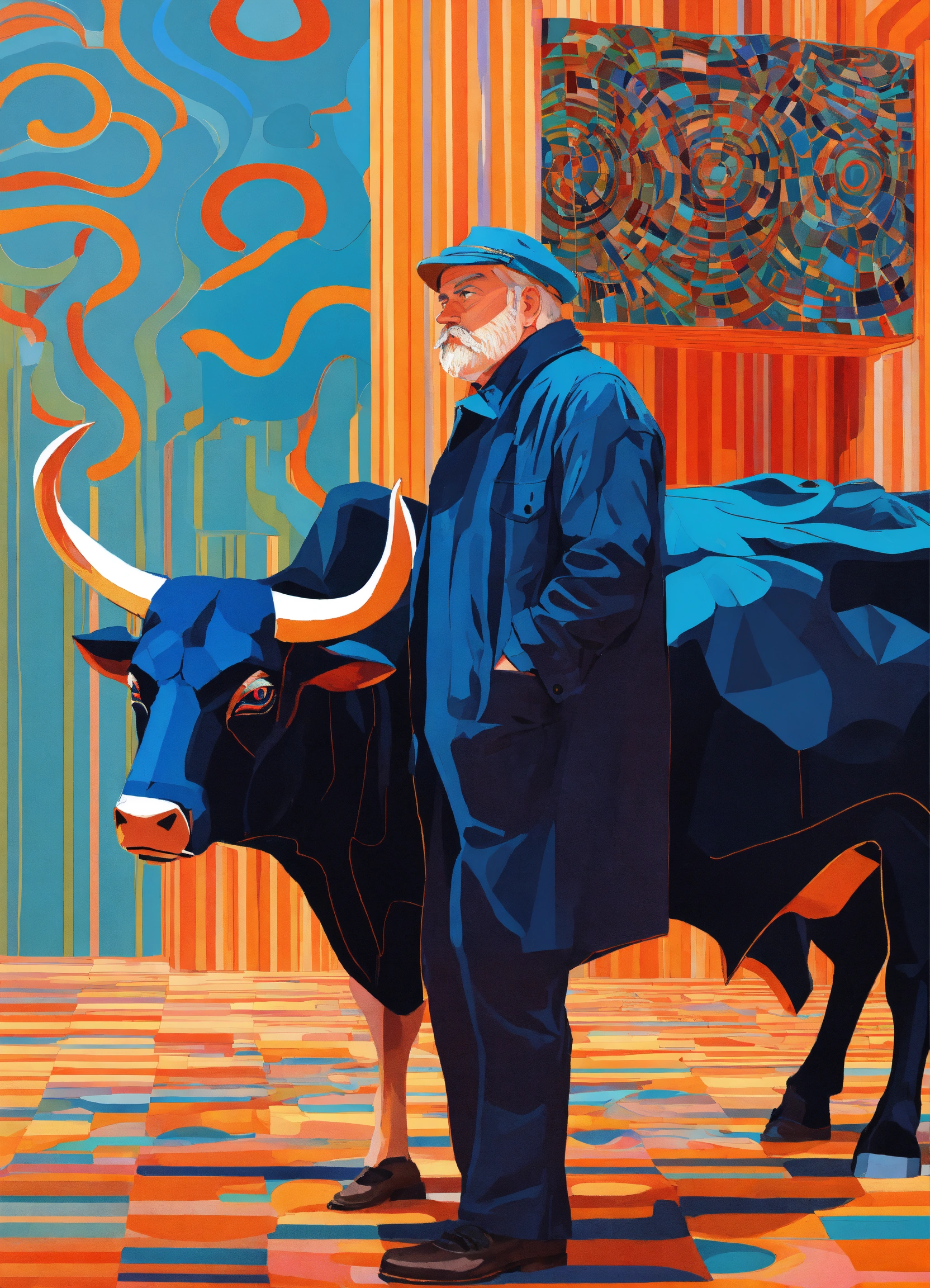 Lexica - Ernest Hemingway and a statue of a bull, environment map ...