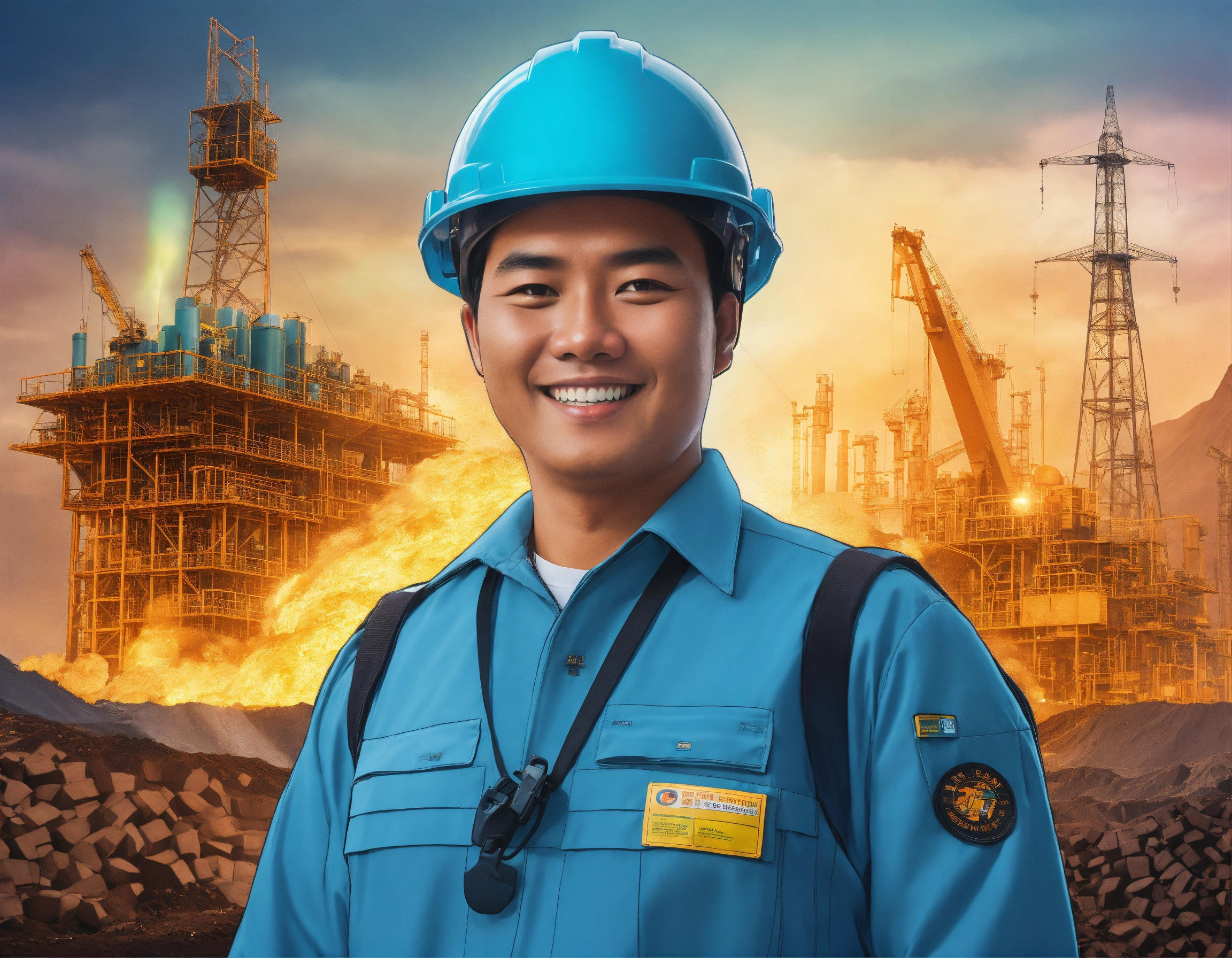 Lexica - Technical officer wearing light blue engineering uniform ...