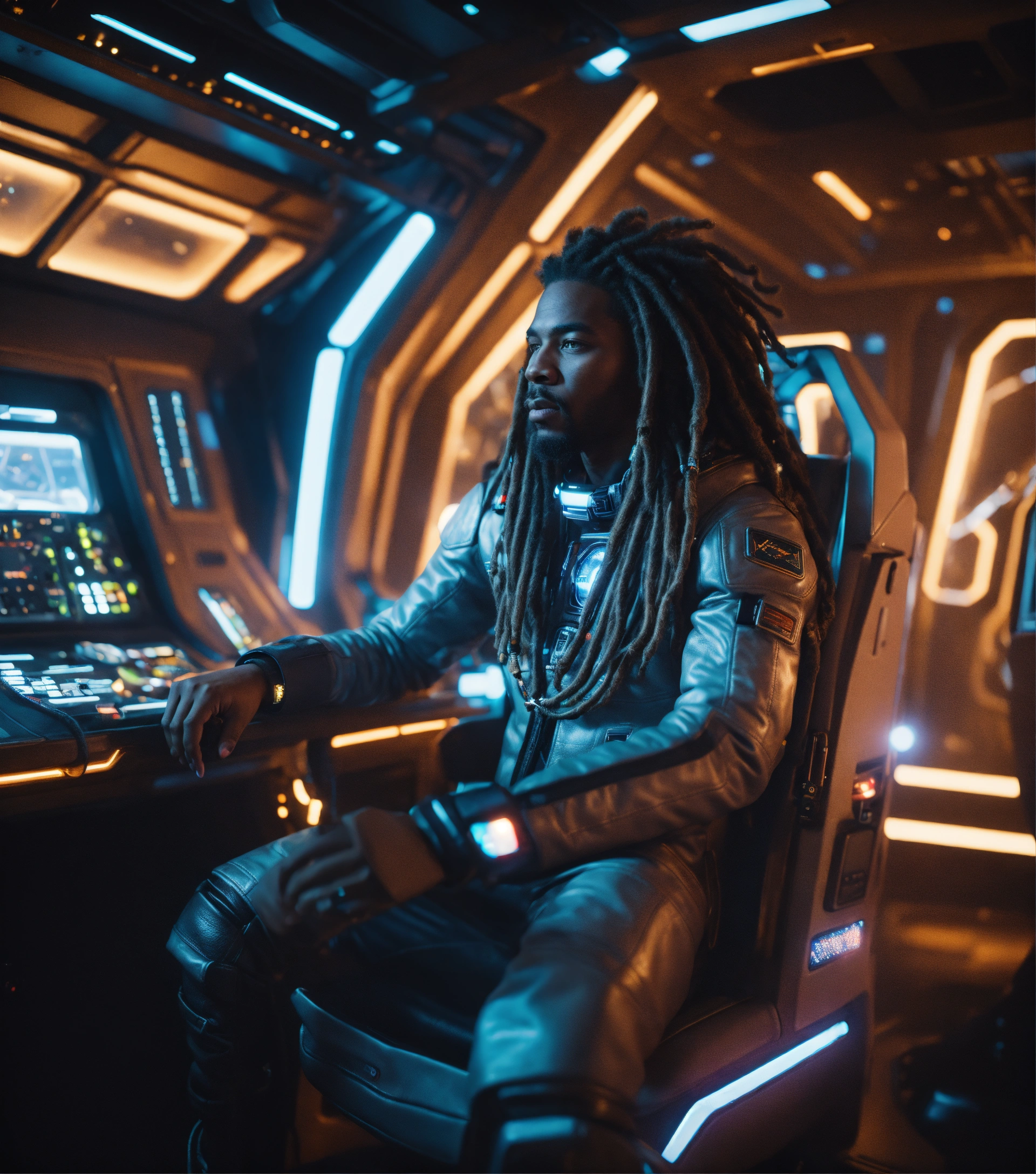 Lexica - Zoom out of a black male rockstar with long white dreadlocks ...