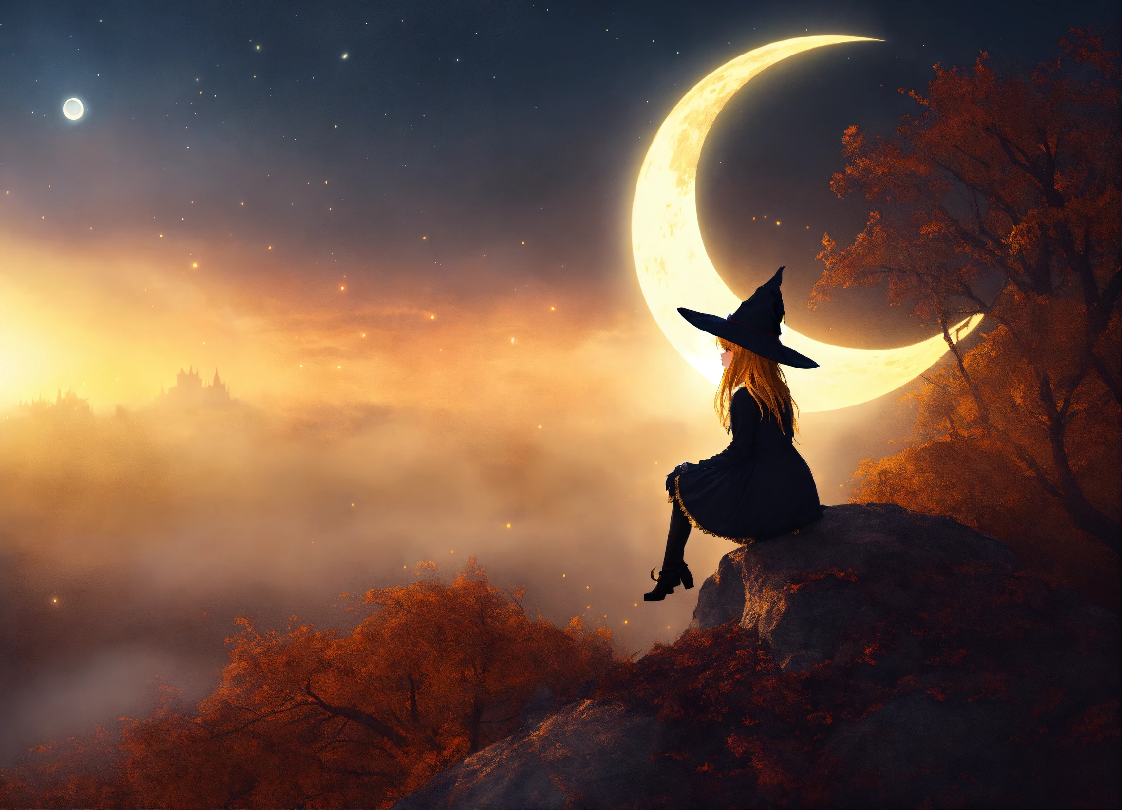 Lexica - Moonlit portrait of Cute Witch Chibi humanoid Monster a ...