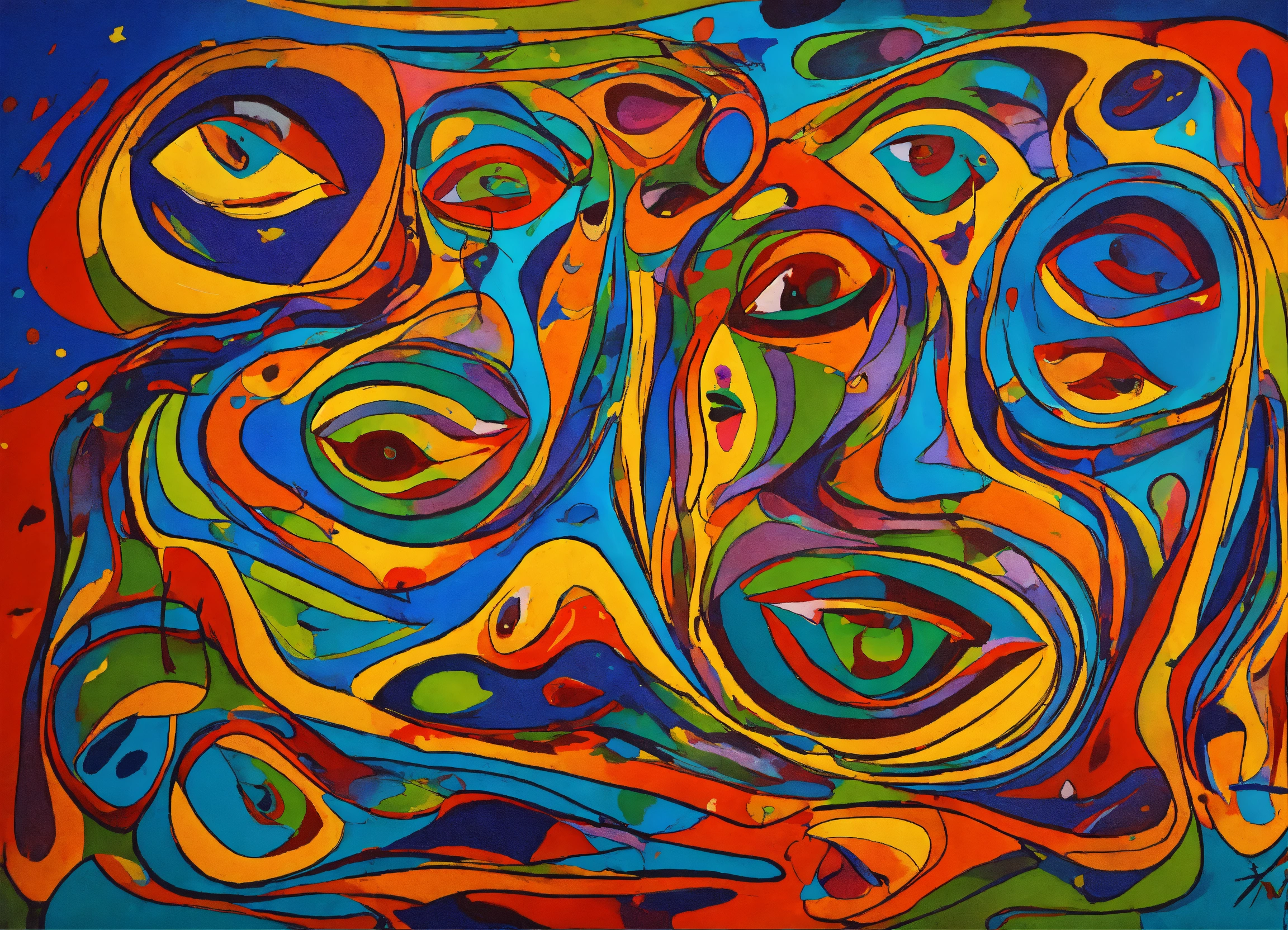 Lexica - Abstract faces Jackson Pollock art Illustration