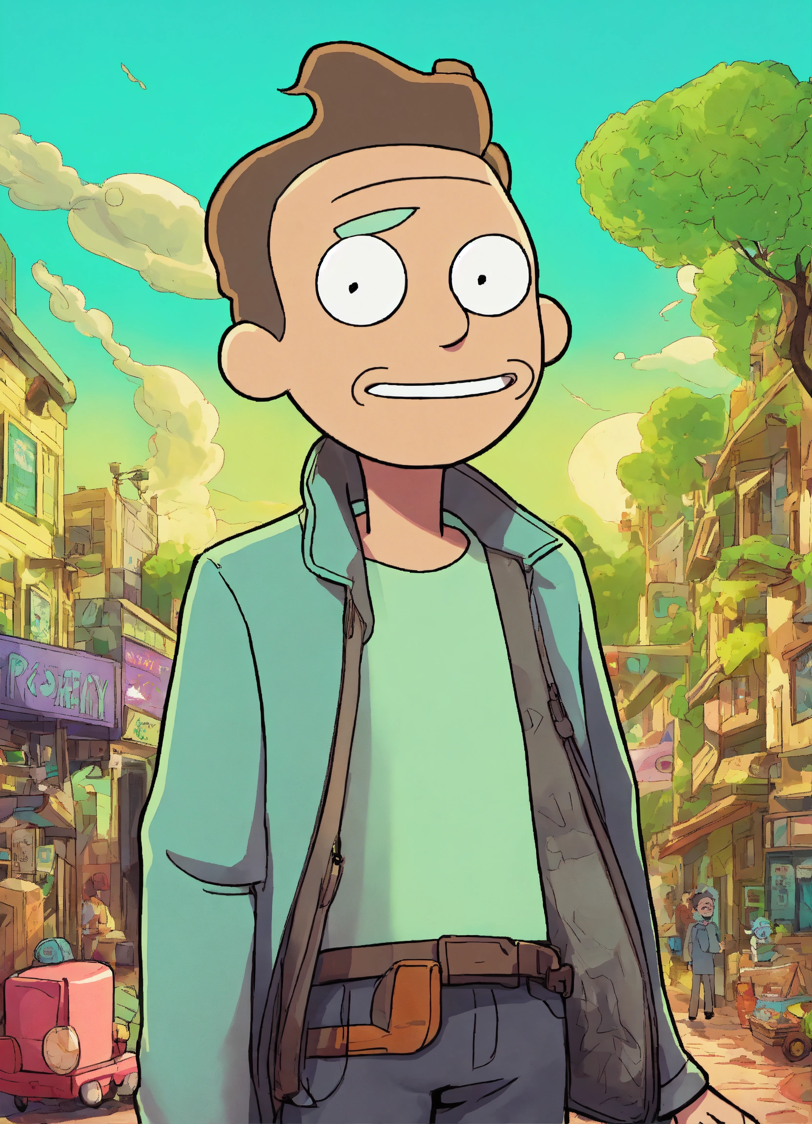 Lexica - Cute man , style from Rick and Morty carton