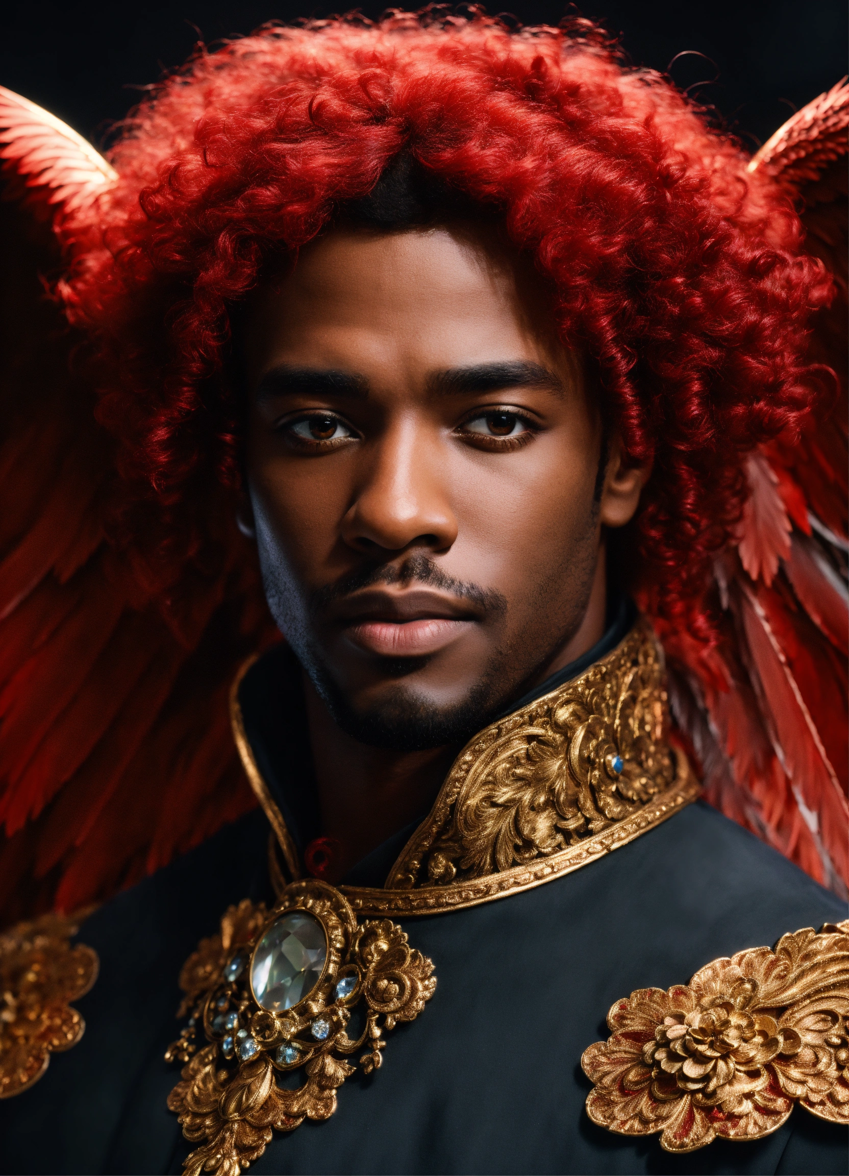 Lexica - Black man red hair Victorian red winged angel 4k