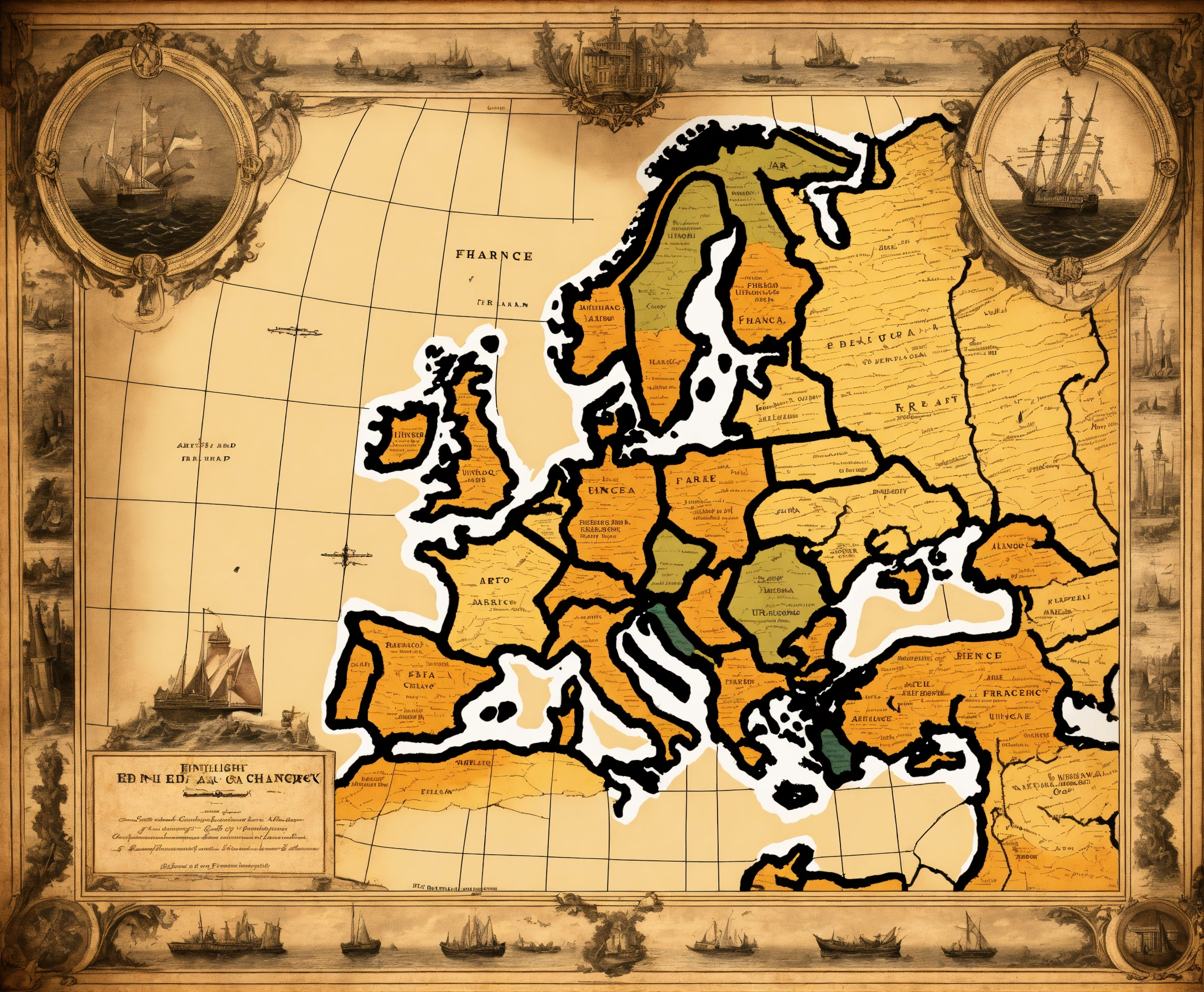 Lexica - Old map of the english channel with the France and united ...