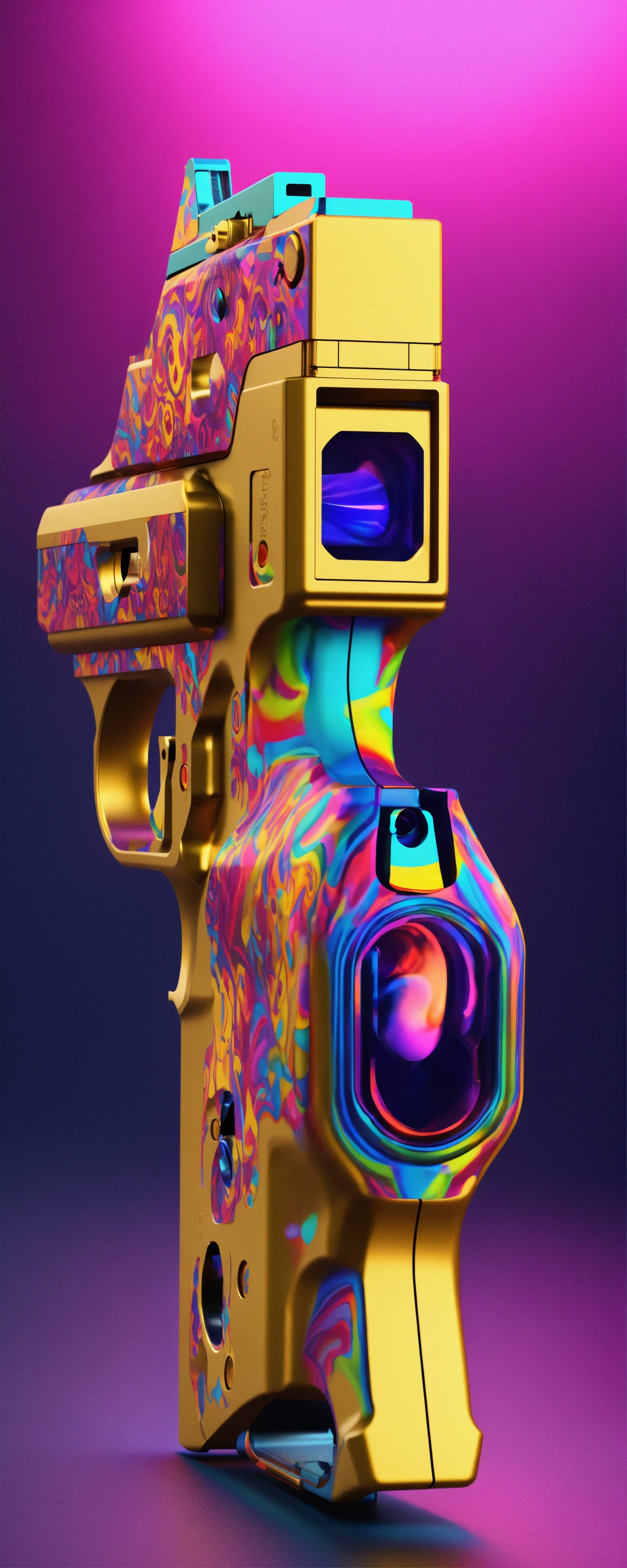 Lexica - A gun that shoots LSD, 3d render